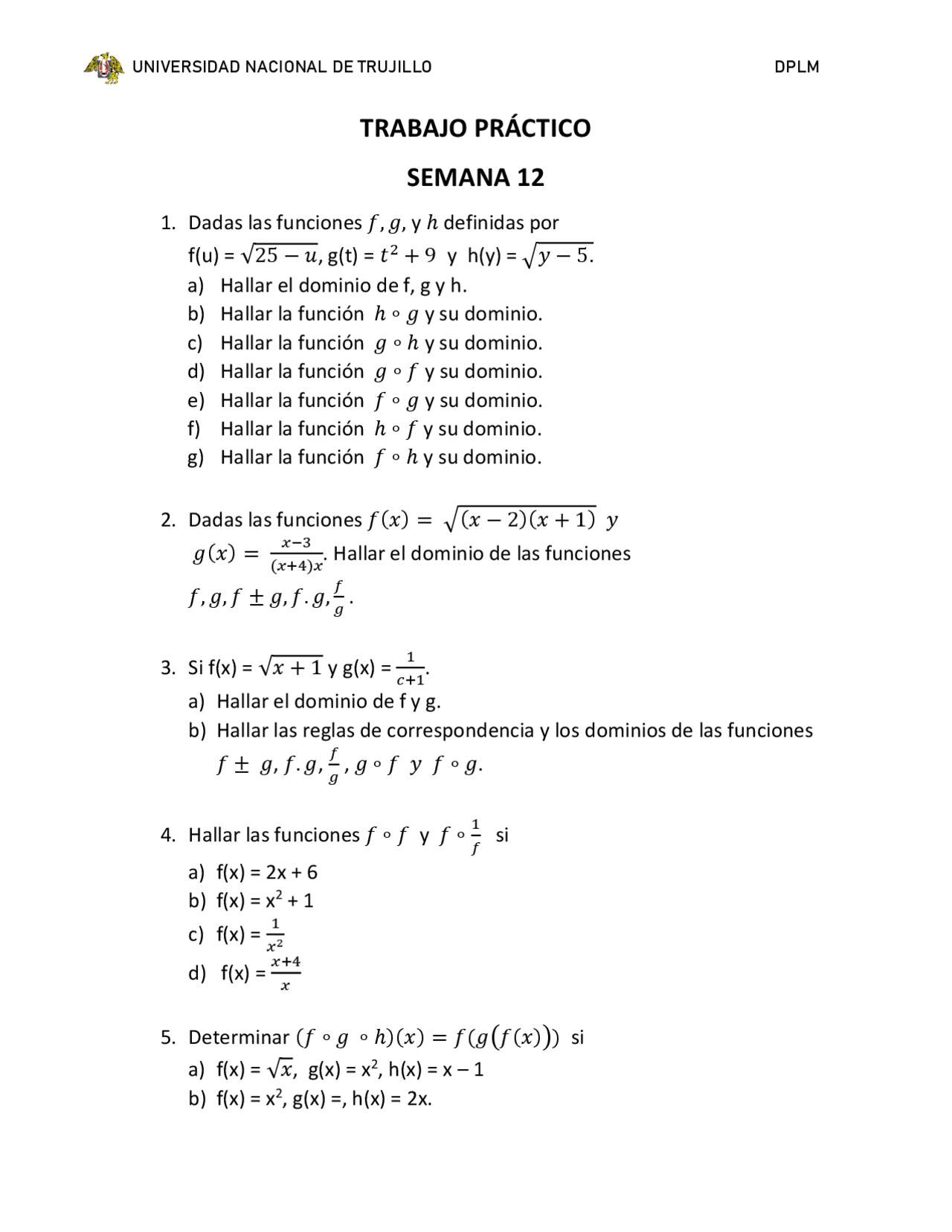 EJERCICIOS DE FUNCIONES - Docsity