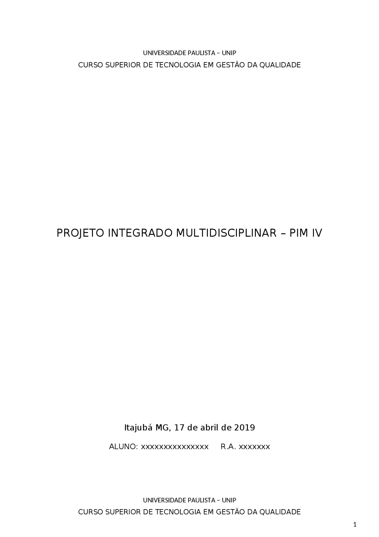 Pim V Gestão Da Qualidade Unip Docsity