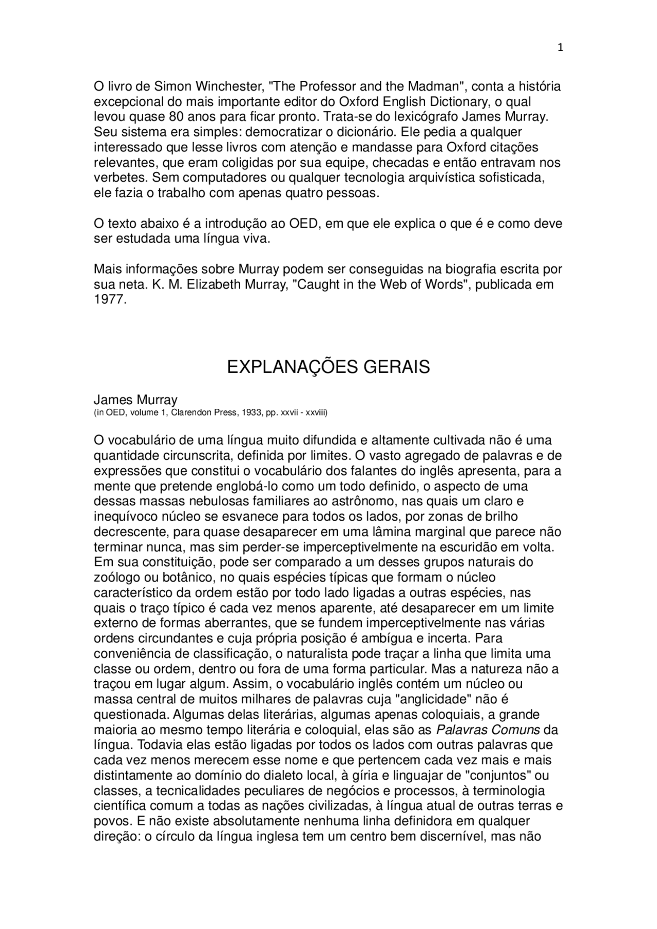 James Murray e o Oxford English Dictionary - Docsity