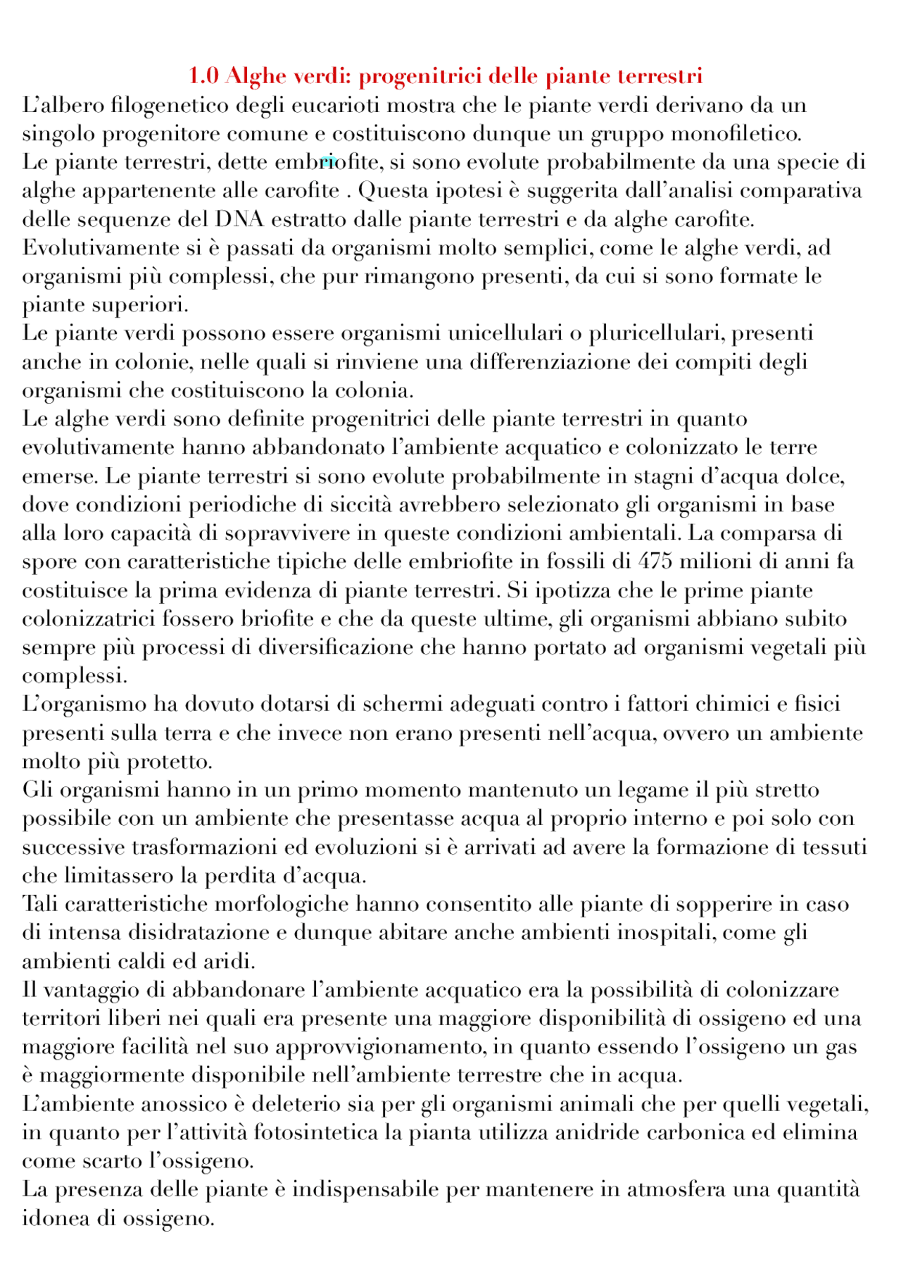 Dispense Biologia Vegetale Docsity