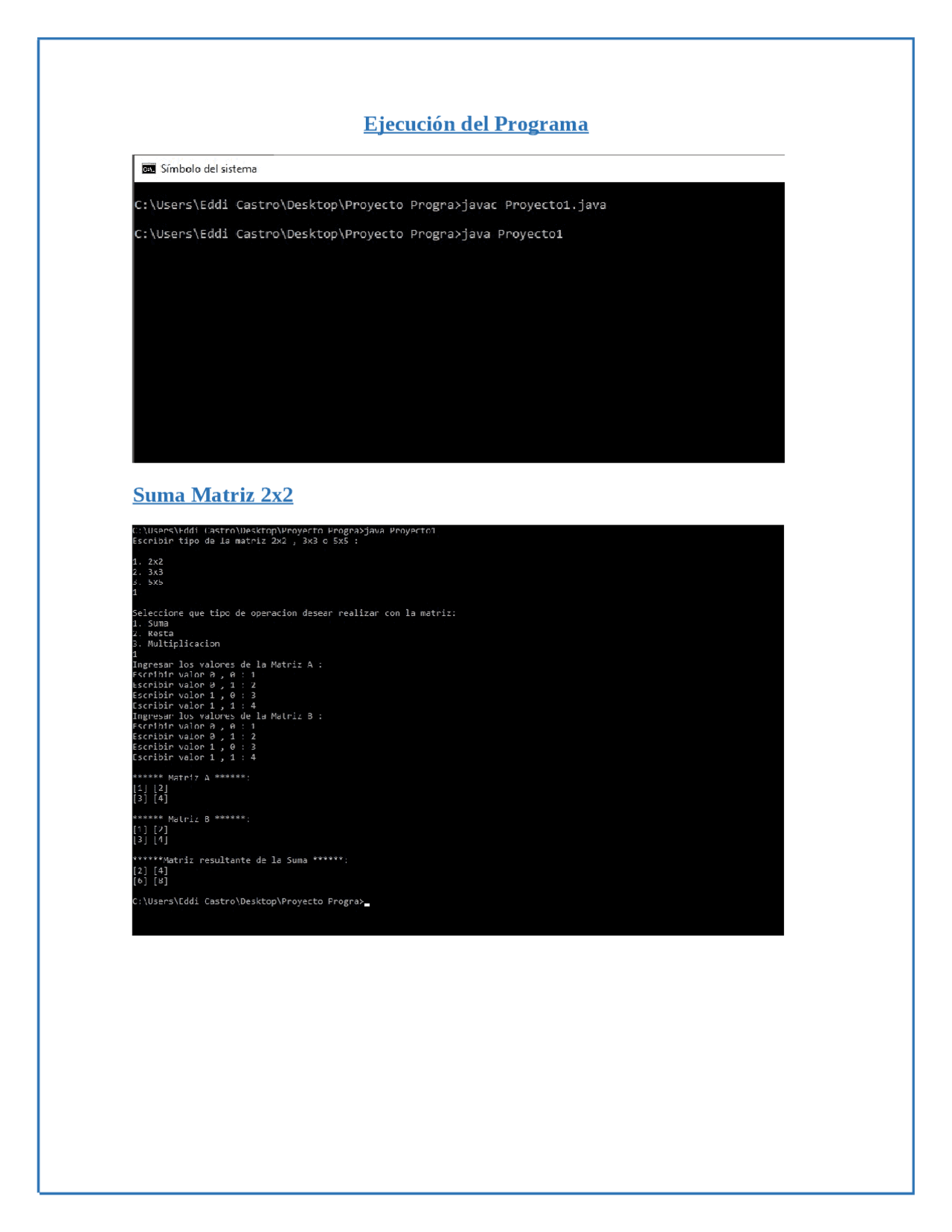 Operaciones de matrices en Java - Docsity