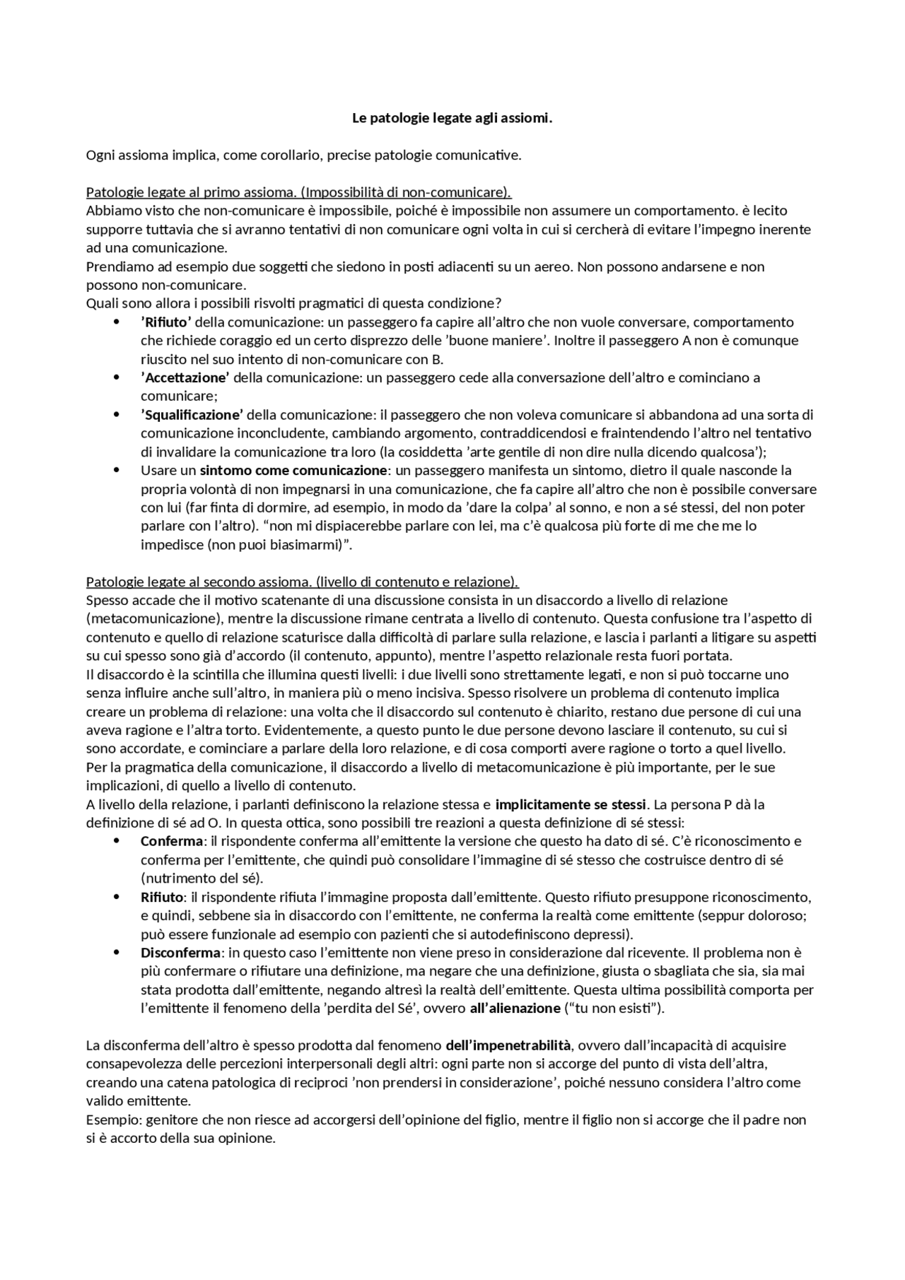 Watzlawick Pragmatica Della Comunicazione Docsity