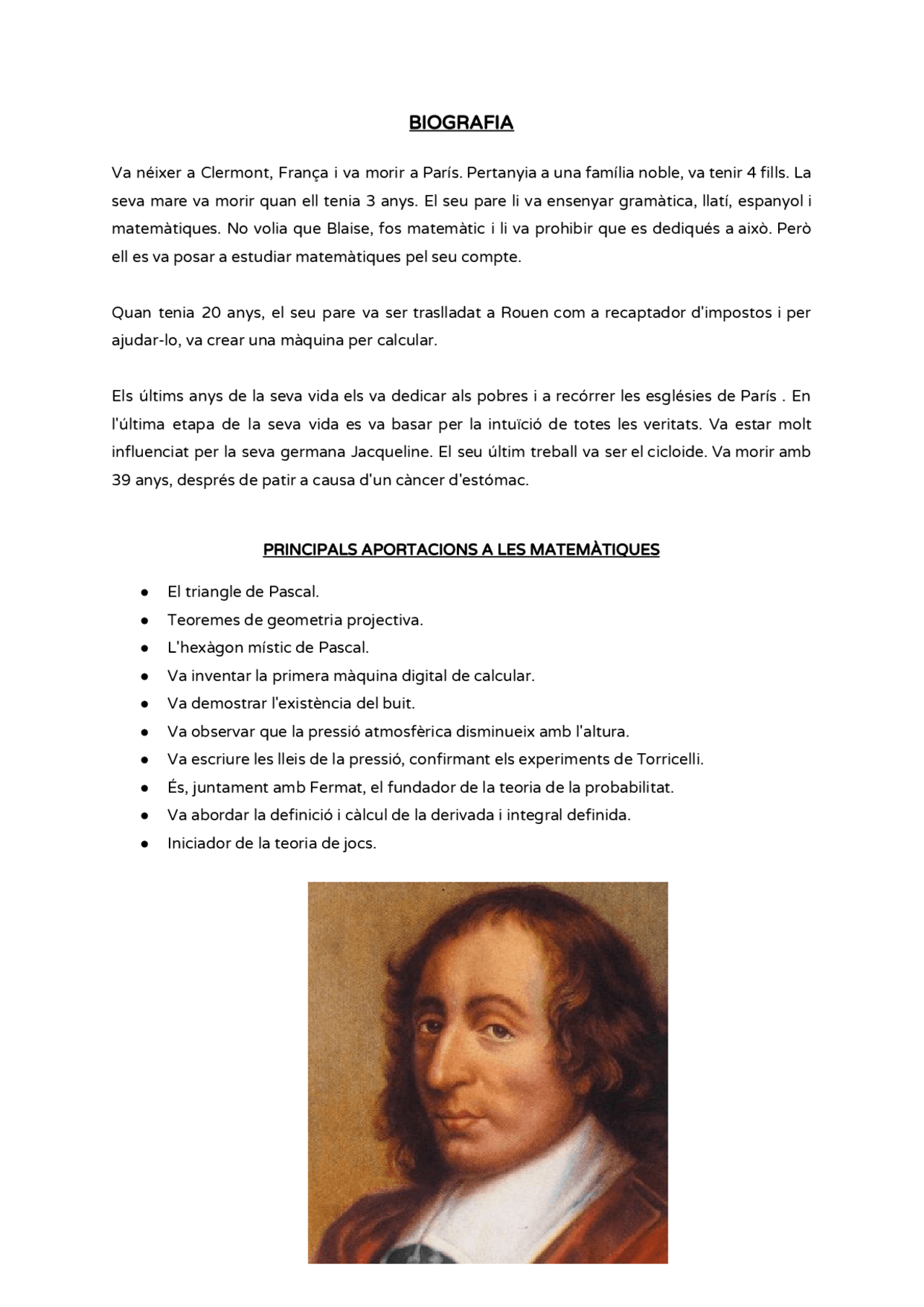 Biografia de Blaise Pascal i altres sistemes hidràulics - Docsity