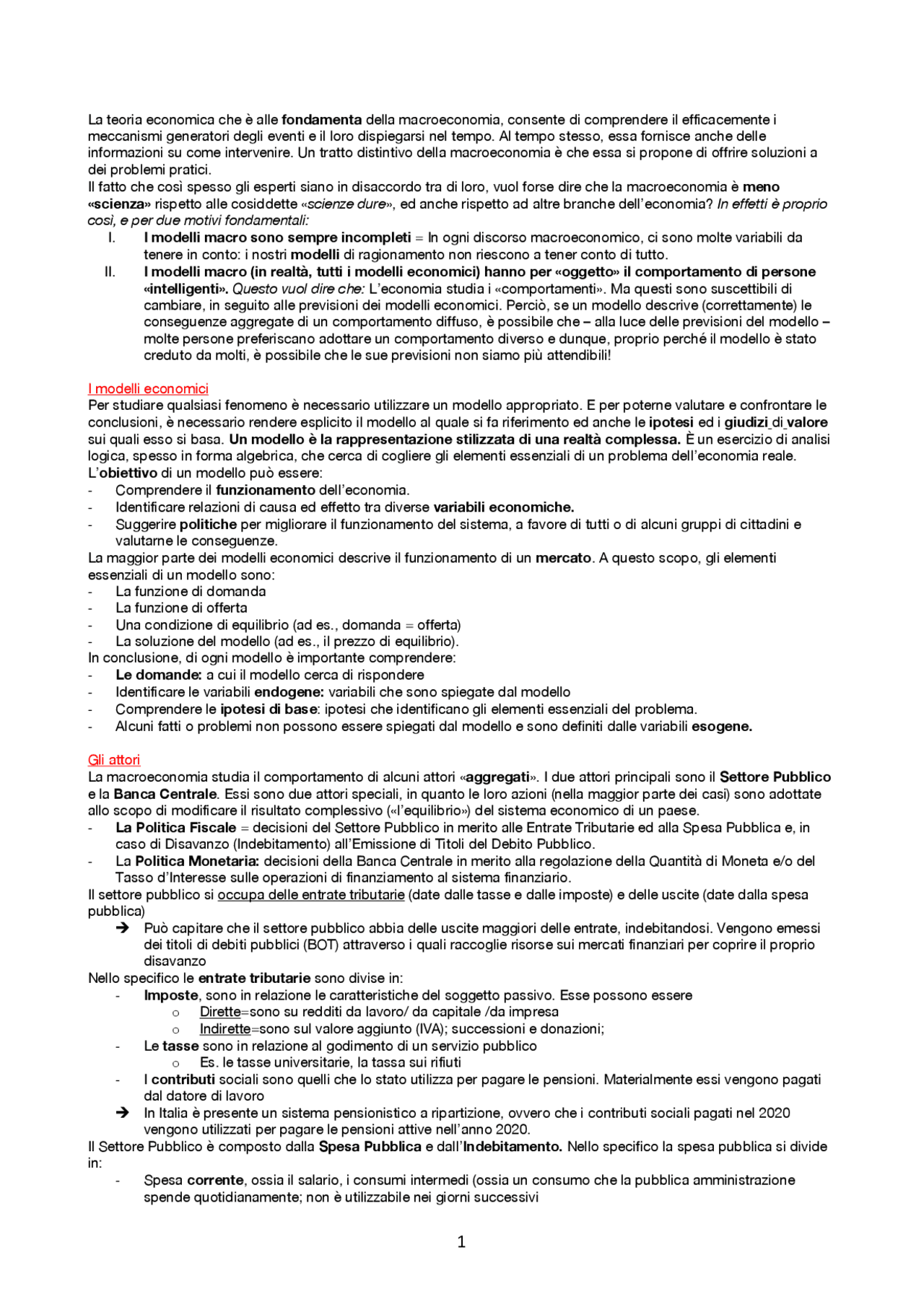 Macroeconomia 1 Parziale Docsity