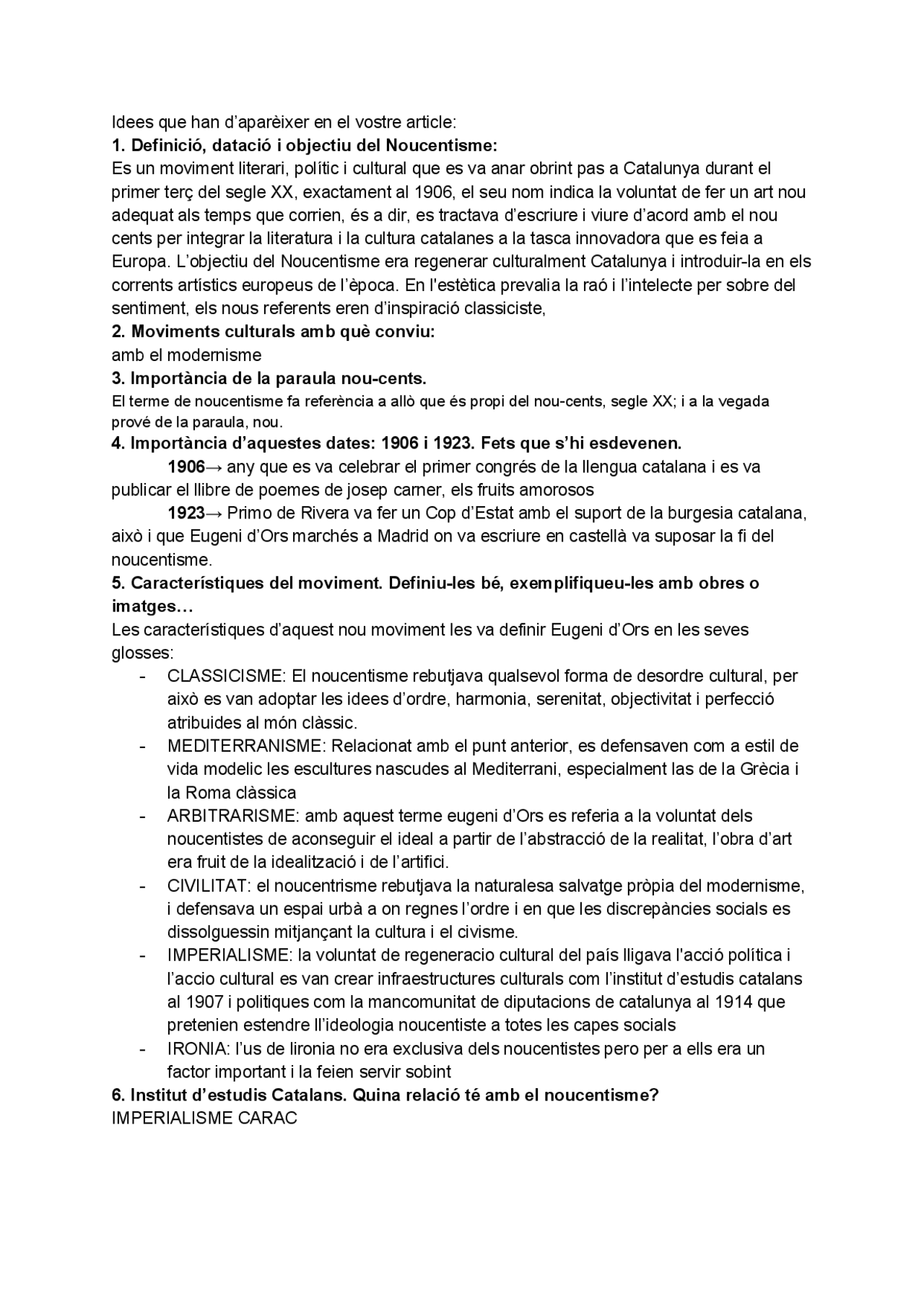 El Noucentisme CatalÀ Docsity