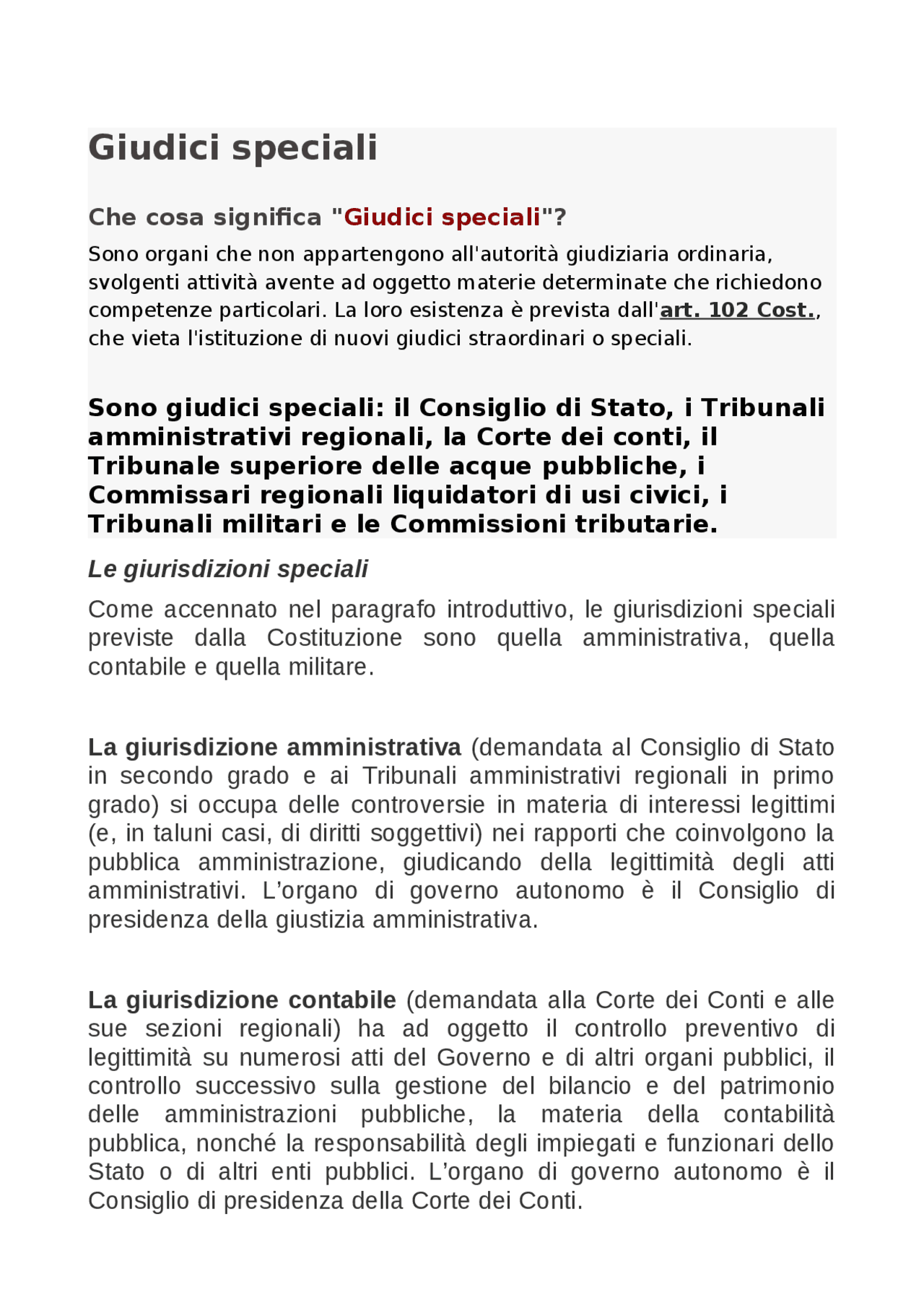 Chi sono i GIUDICI SPECIALI - Docsity