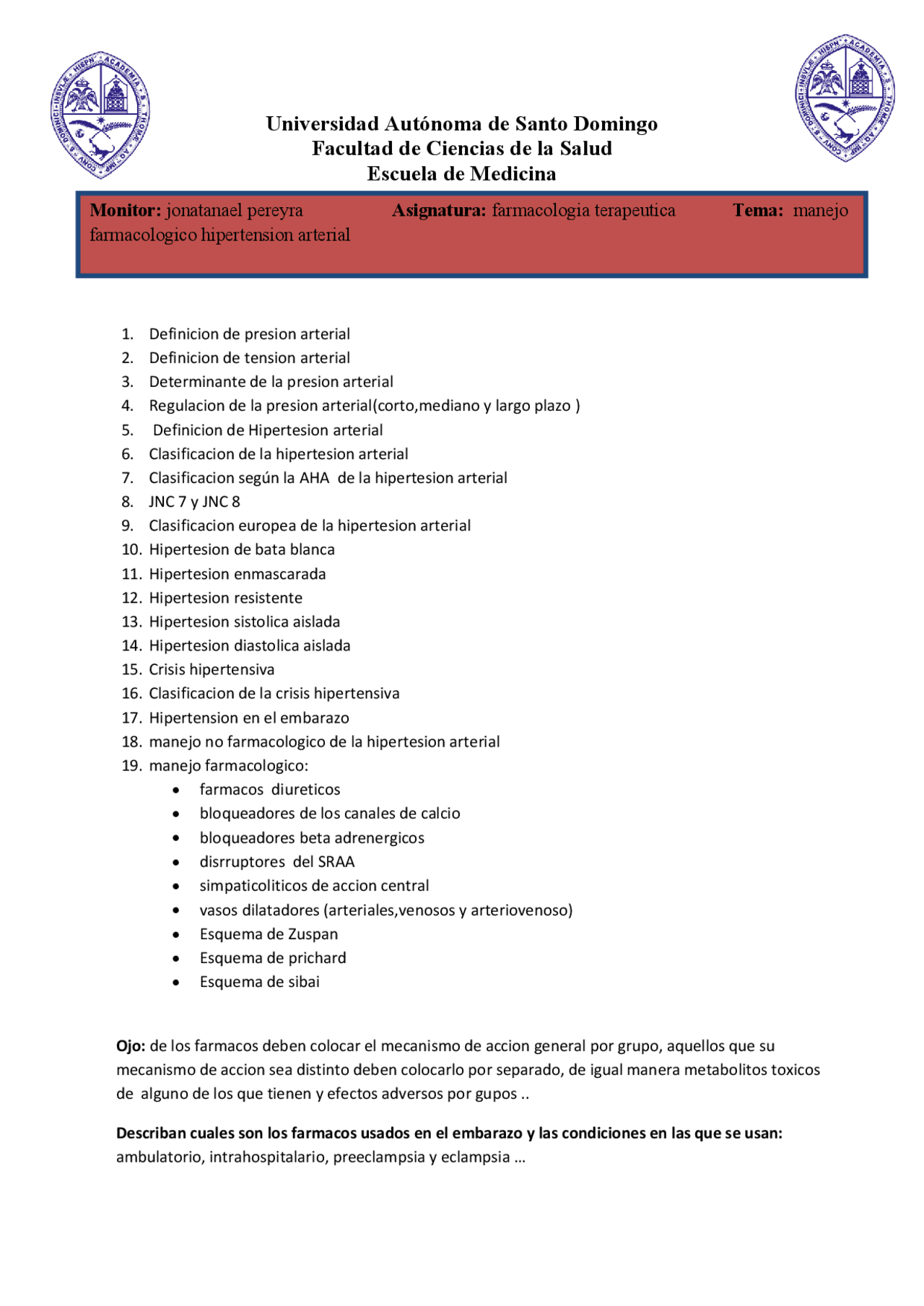 Hipertension Arterial Farmacologia Docsity