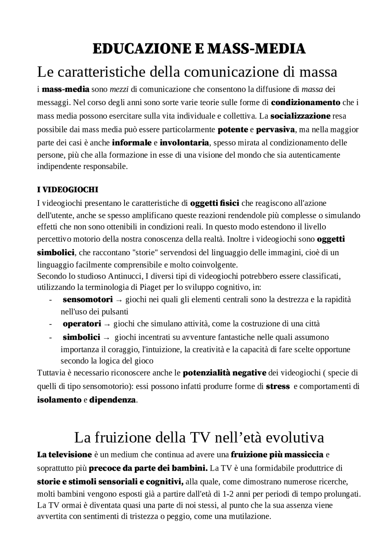 Educazione E Mass Media Docsity