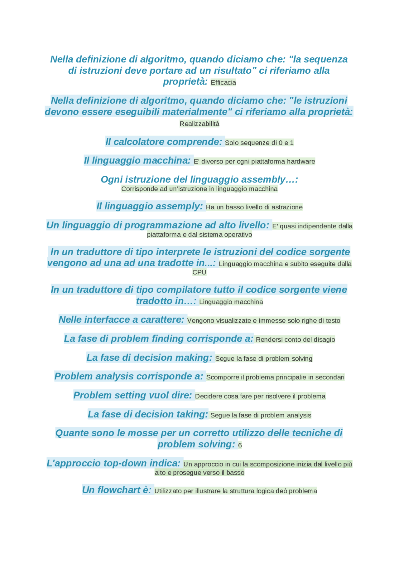 Programmazione Informatica L 8 Mercatorum Prove Quiz 3 Docsity
