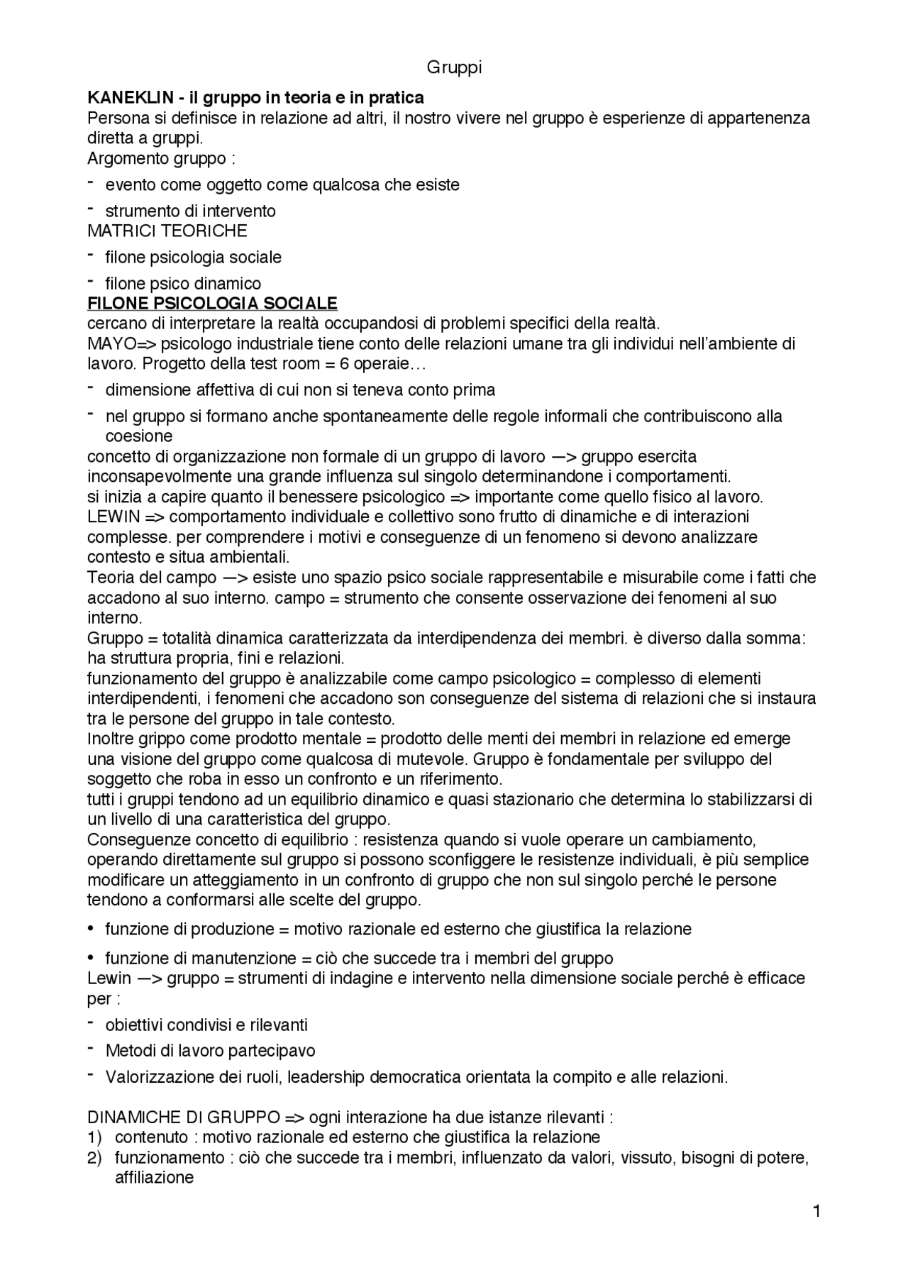Riassunto Gruppo In Teoria E In Pratica Docsity
