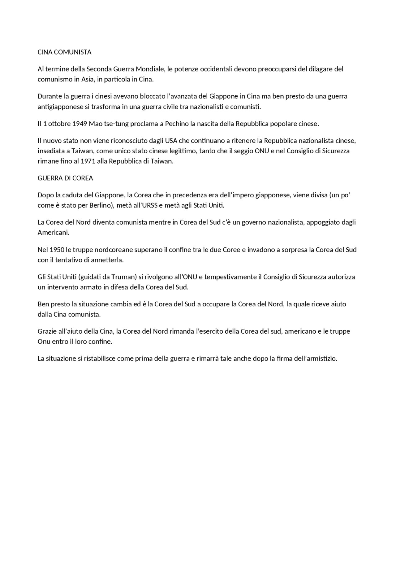 Riassunto Cina E Corea Docsity