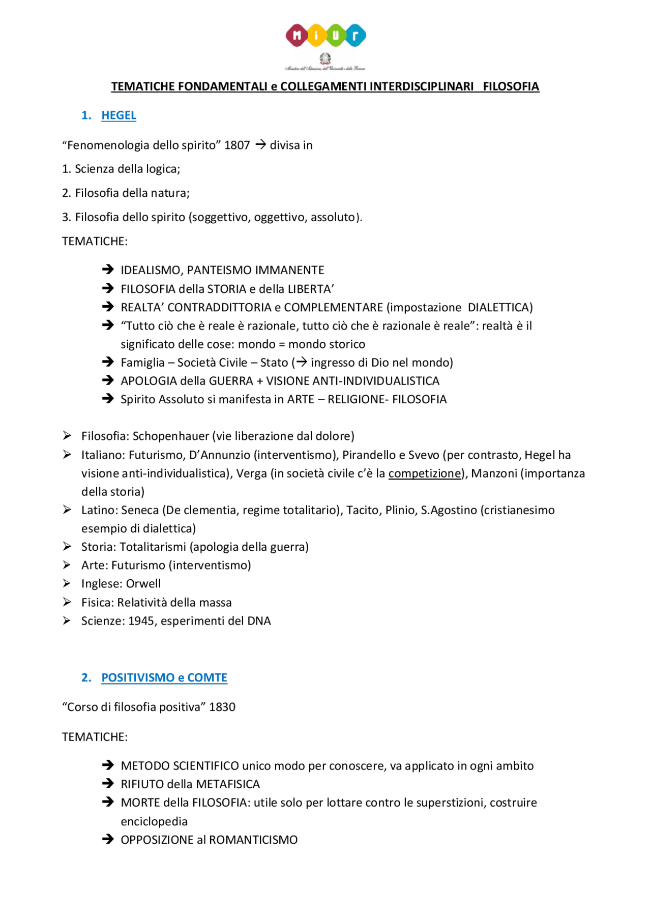 Filosofia 5 Liceo Collegamenti Interdisciplinari E Tematiche