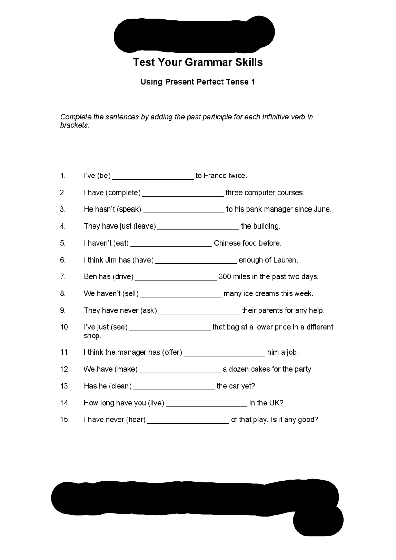 Presente perfecto ejercicios - Docsity