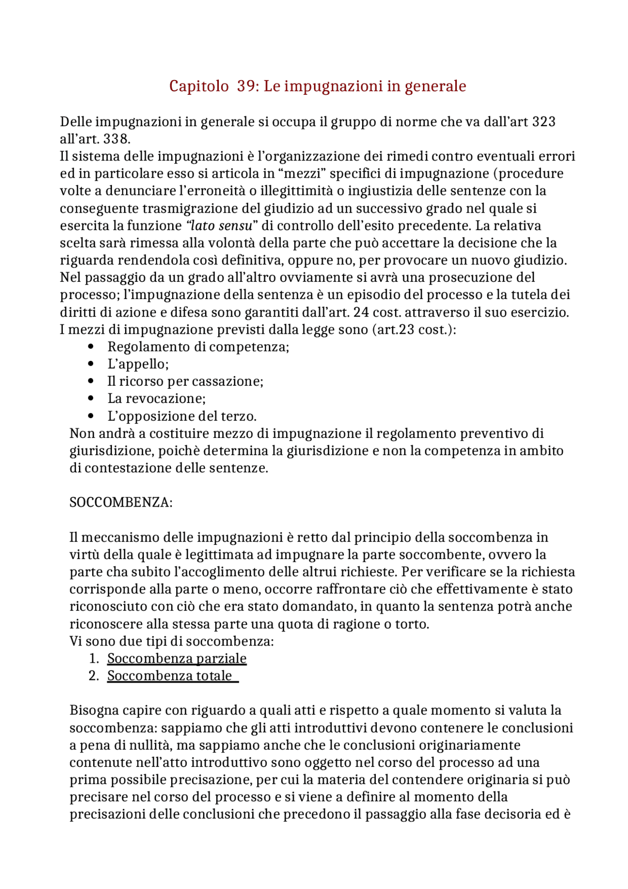 Sintesi Sassani Procedura Civile Docsity