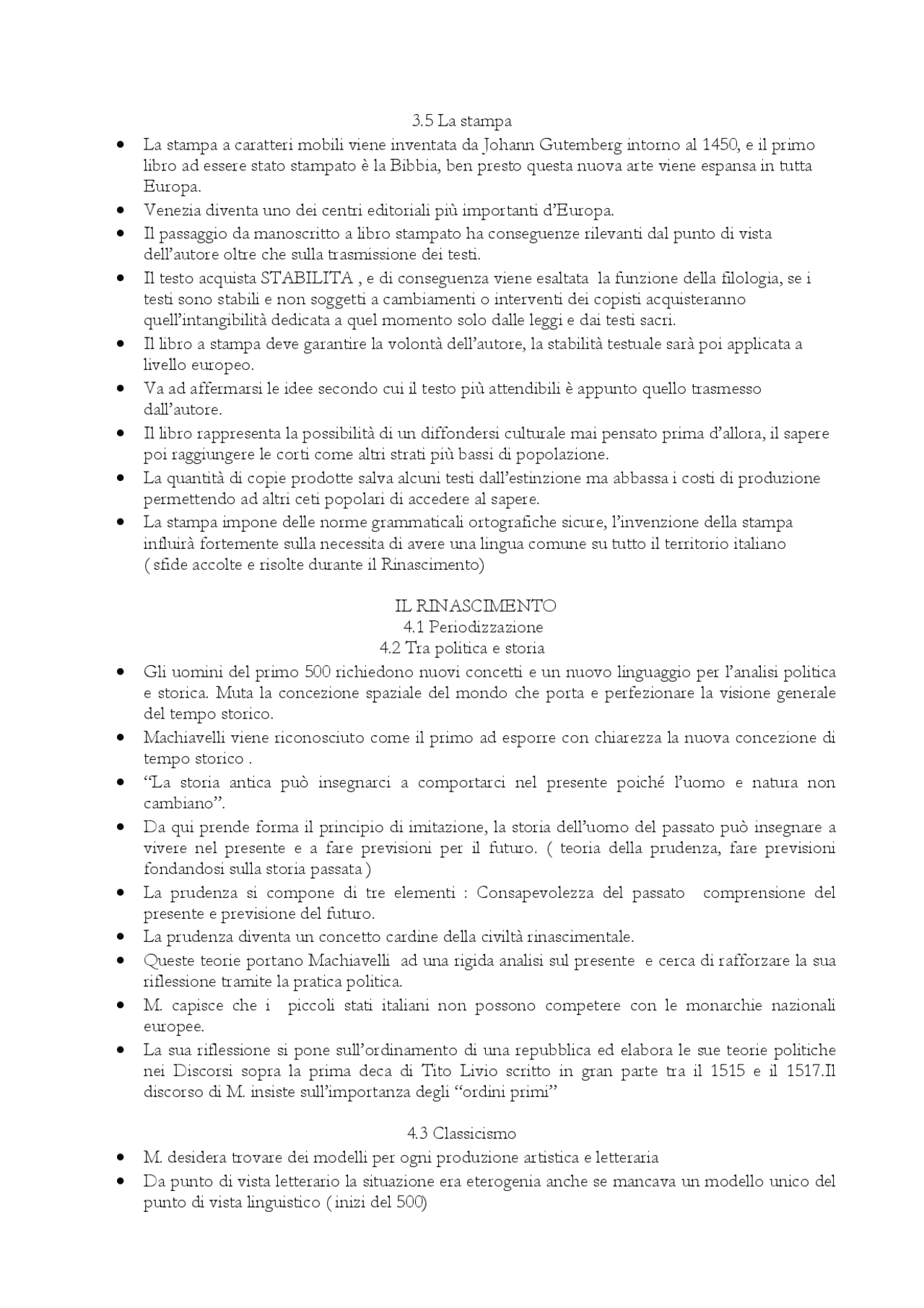 Appunti Rinascimento Docsity