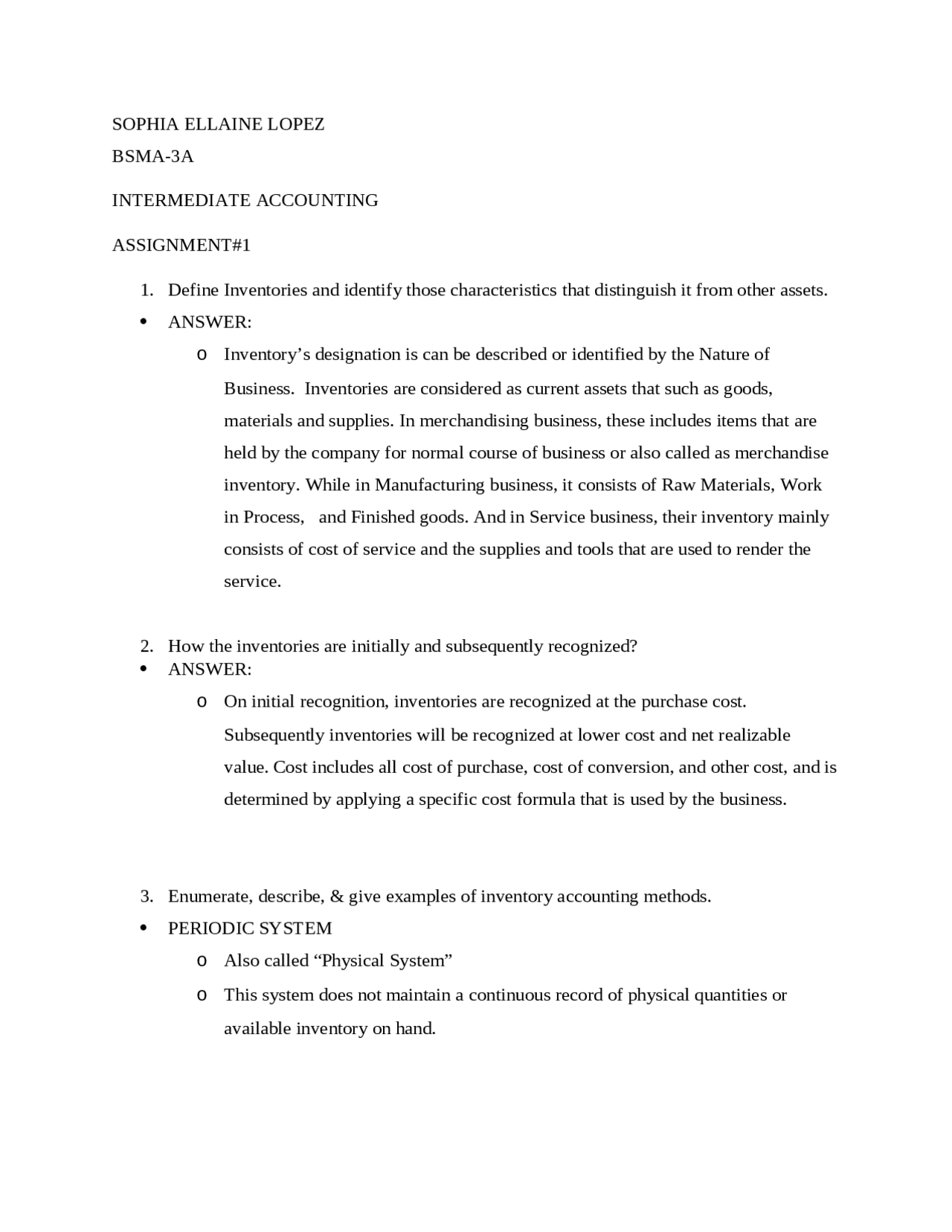 Intermediate Accounting Assignments Accounting Docsity