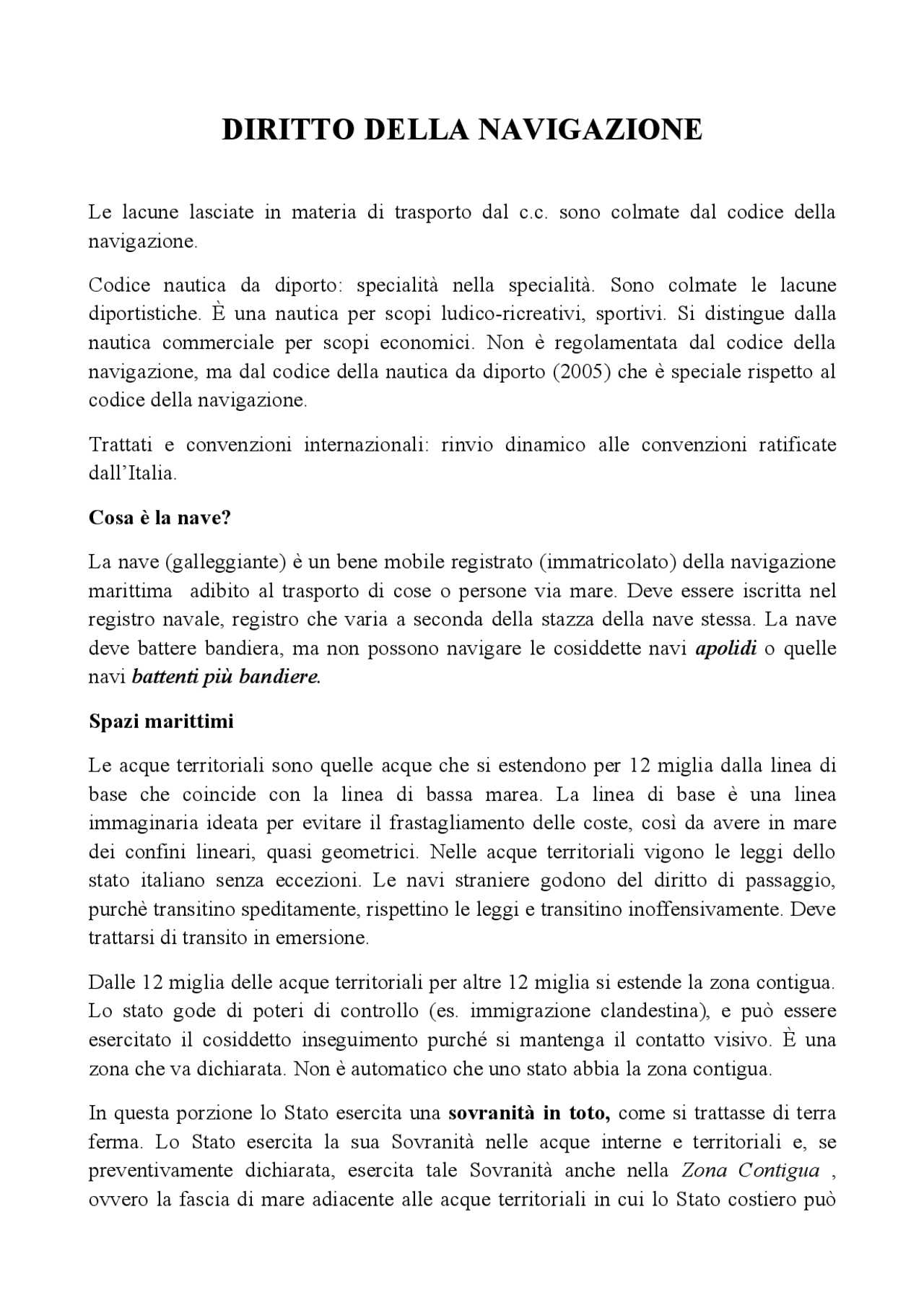 Appunti Diritto Della Navigazione Docsity