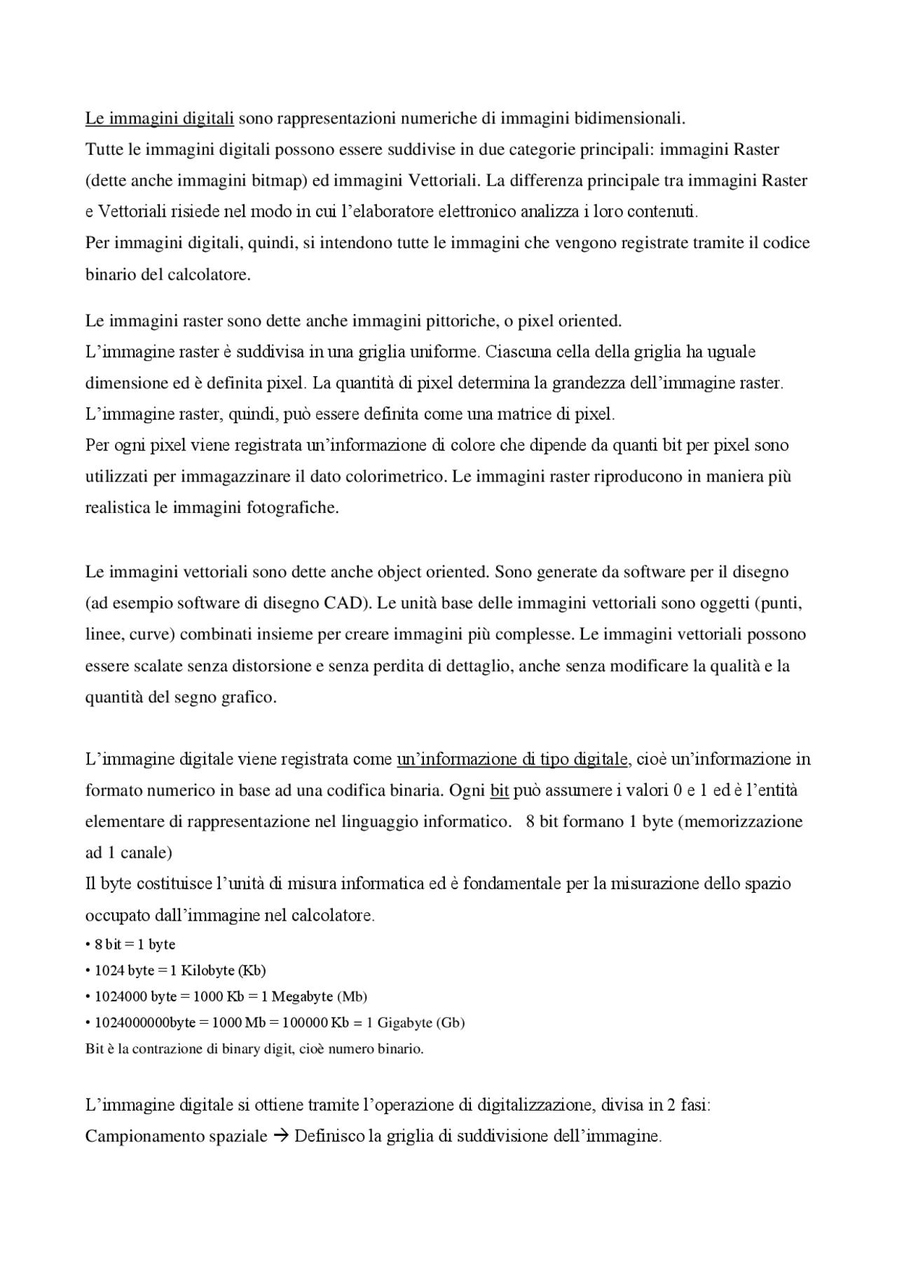 Le Immagini Digitali In Sintesi Docsity