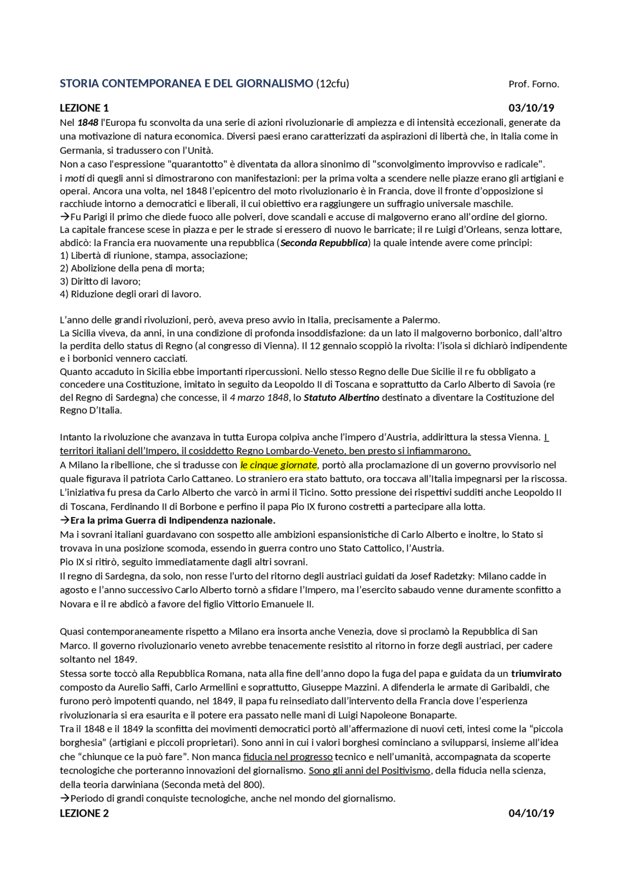 Appunti Storia Del Giornalismo Primo Modulo Docsity