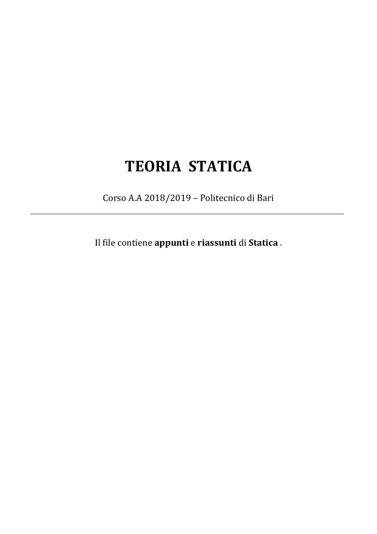 Statica Teoria Appunti Docsity