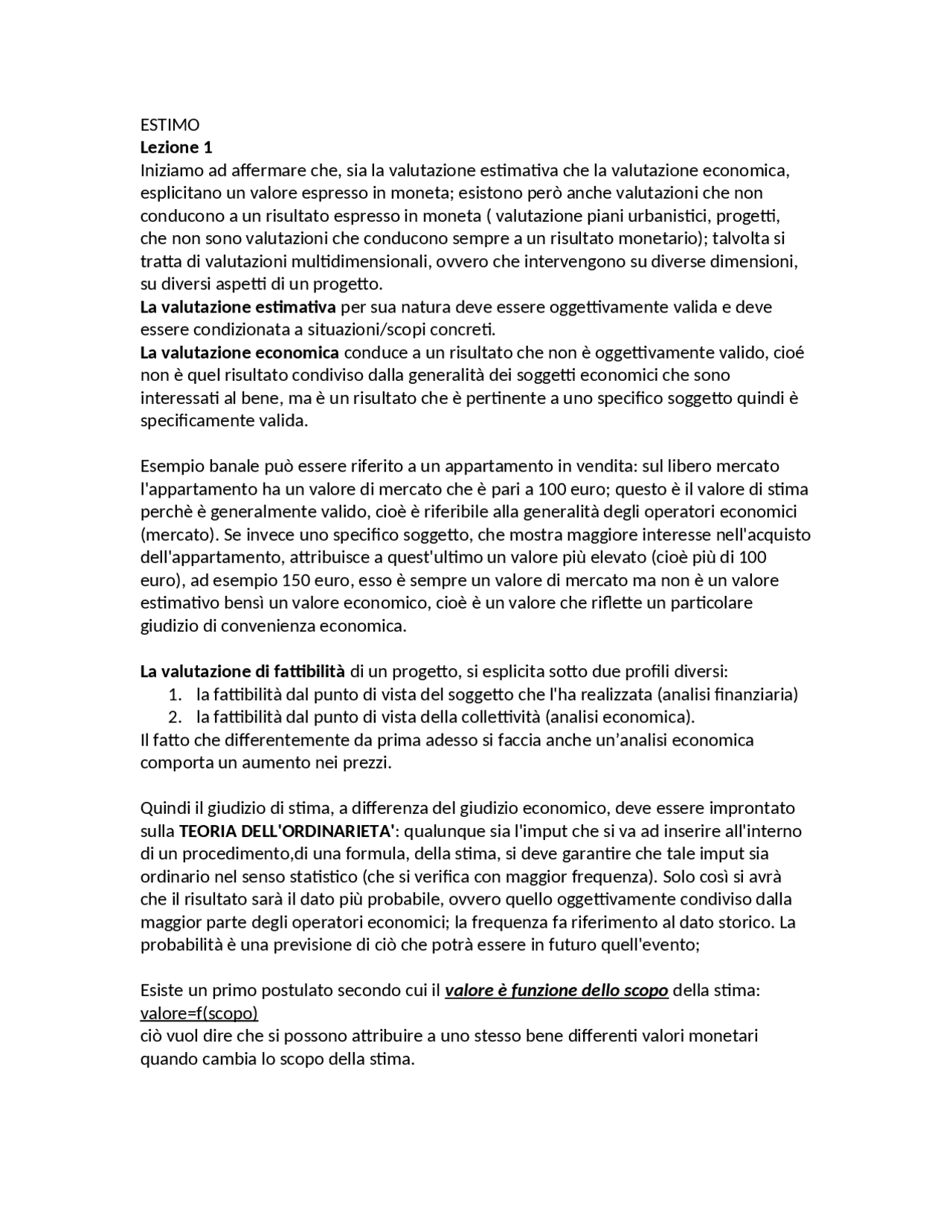 Appunti Corso Di Estimo Prof Del Giudice Docsity