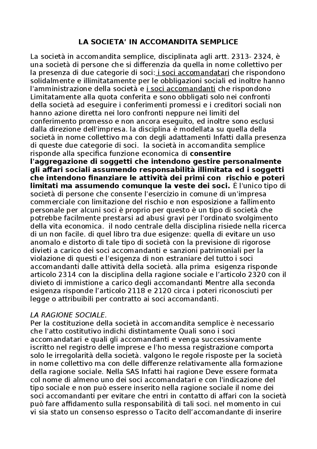 Diritto Commerciale Docsity