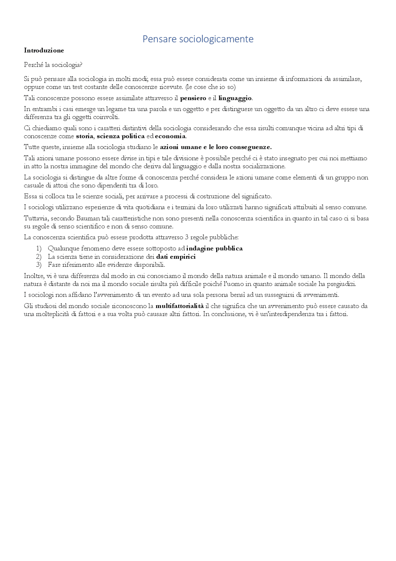 Pensare sociologicamente | Dispense di Sociologia | Docsity