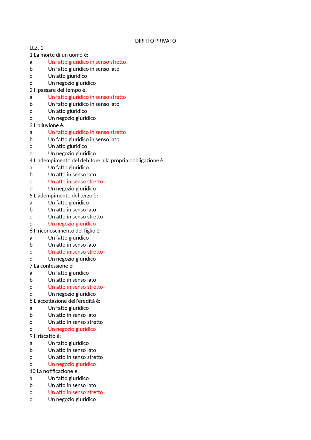 Test Diritto Privato Università Mercatorum L 14 Esercizi Di Diritto