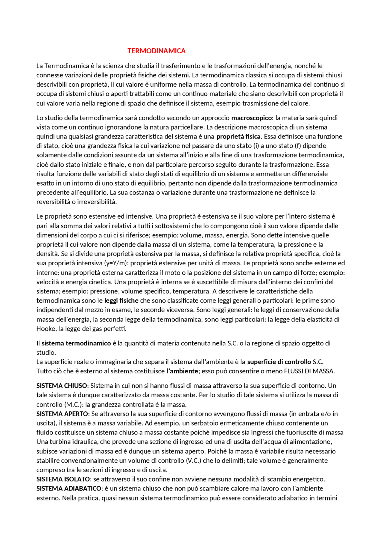 Termodinamica Appunti Di Fisica Tecnica Docsity
