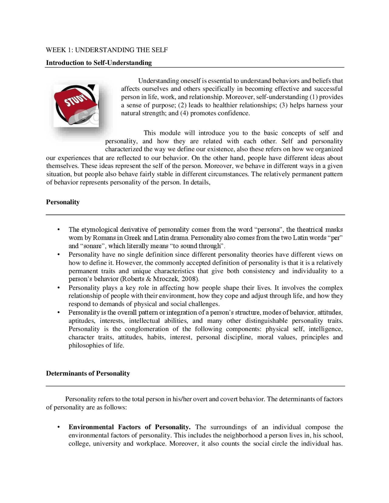 Understanding The Self Docsity