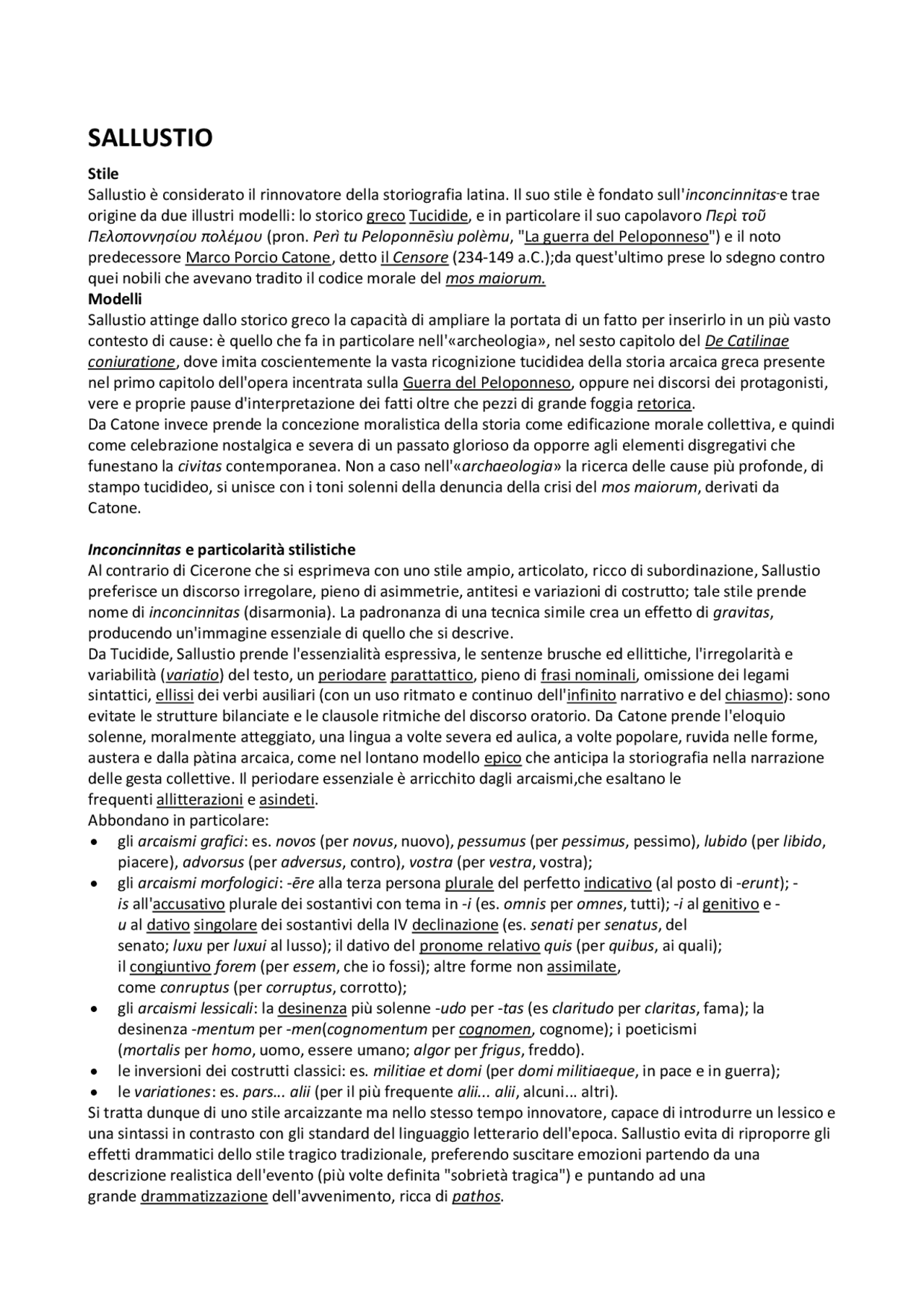 Analisi Di Sallustio Docsity