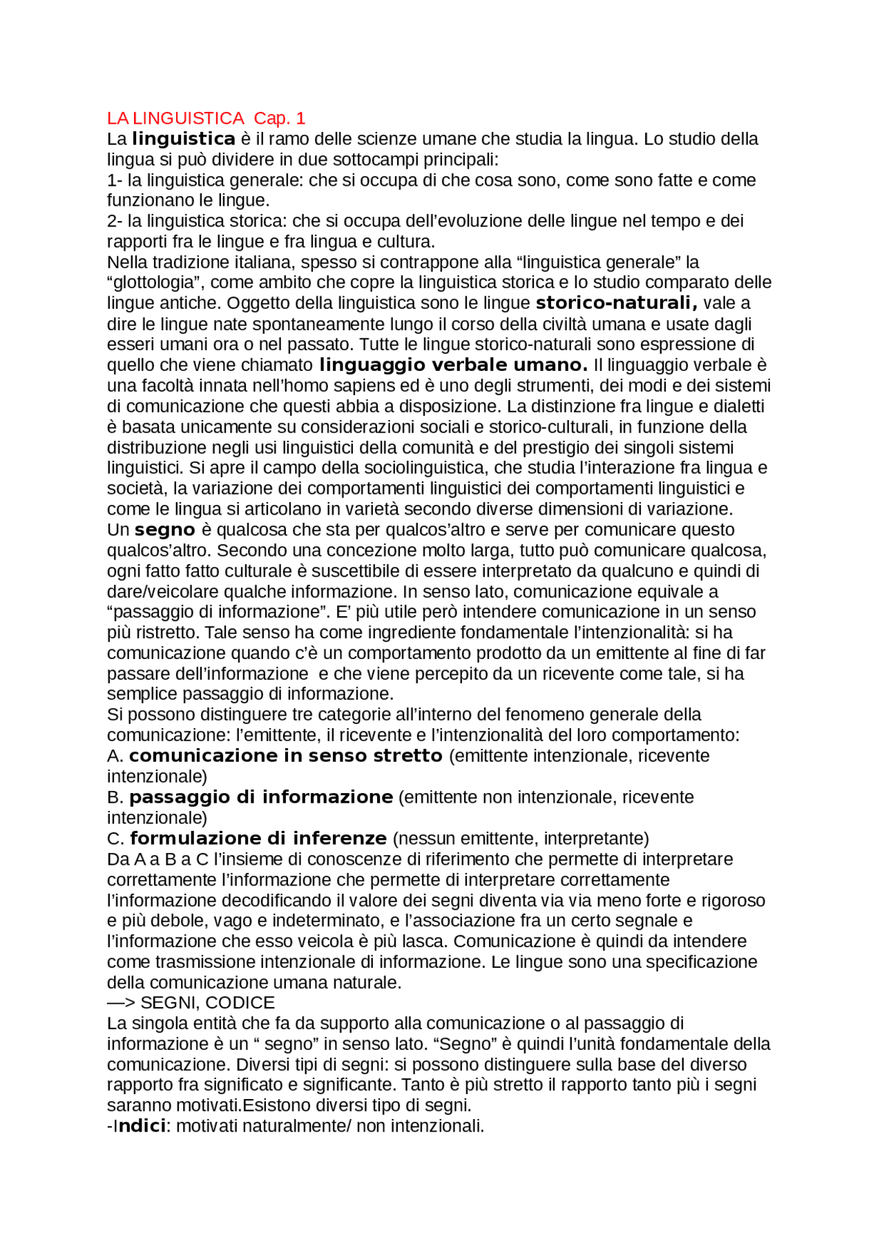 Riassunto Linguistica Cap 1 2 3 4 5 6 Docsity