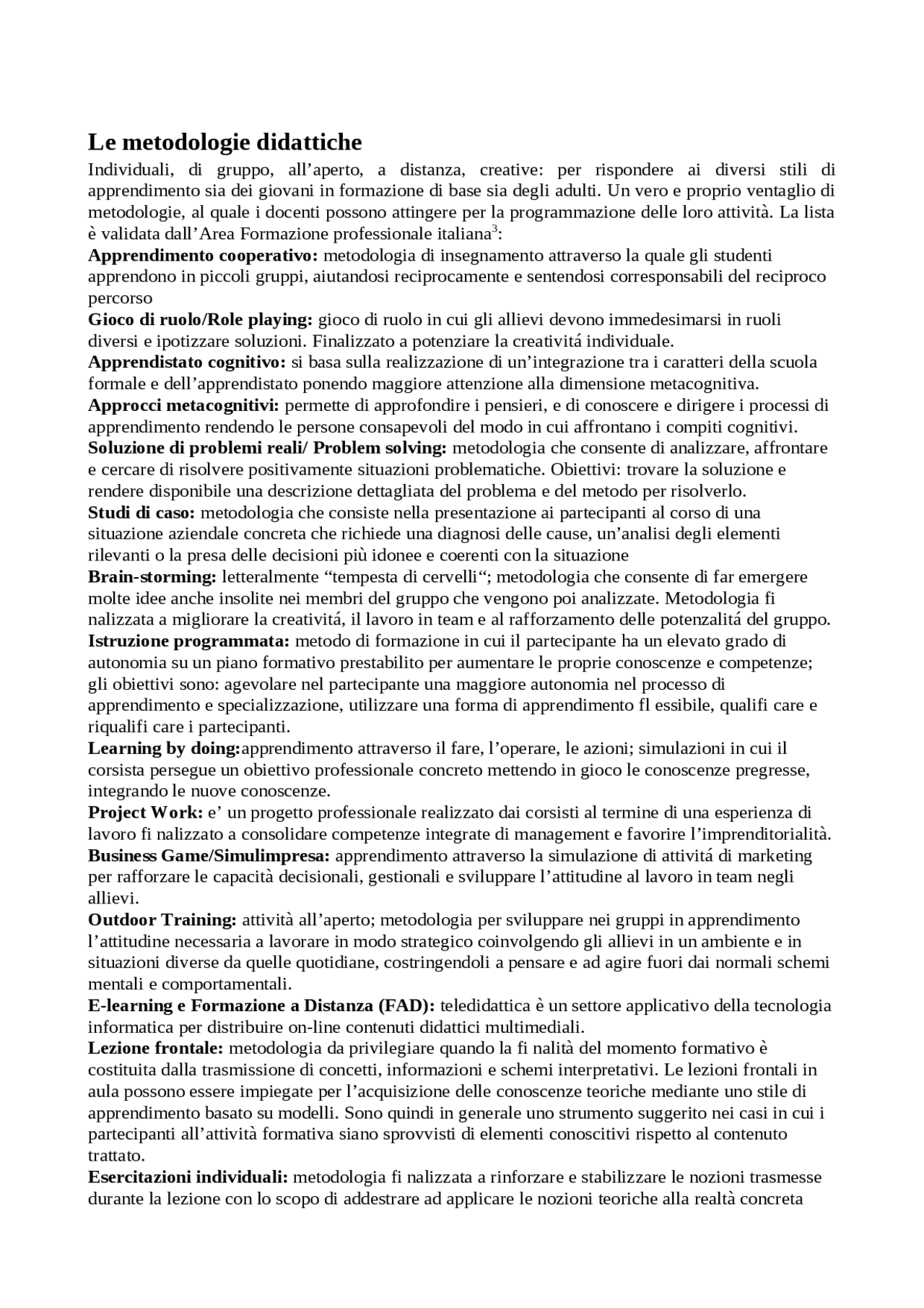 Metodologie Didattiche Docsity