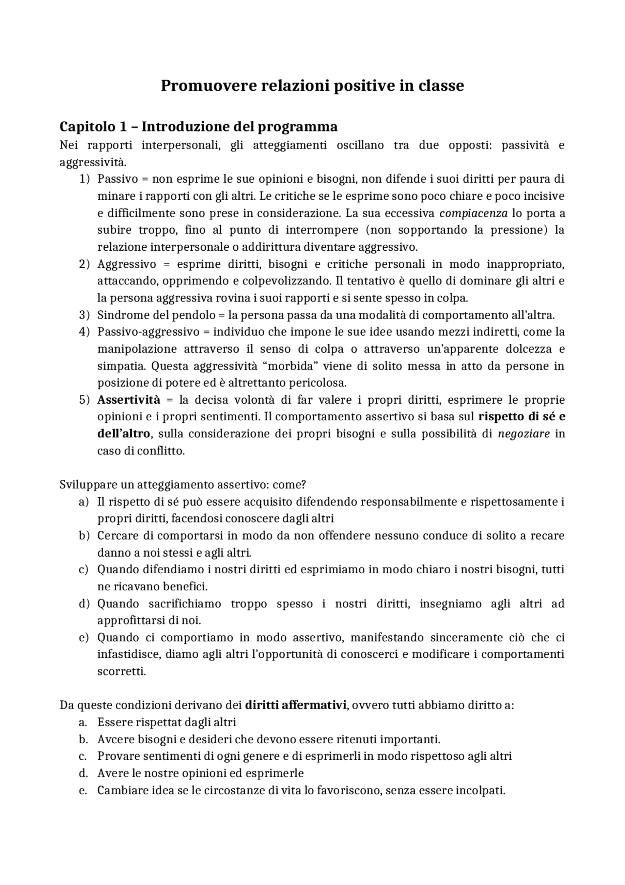 Riassunto Relazioni Positive In Classe Maria Cristina Strocchi Docsity
