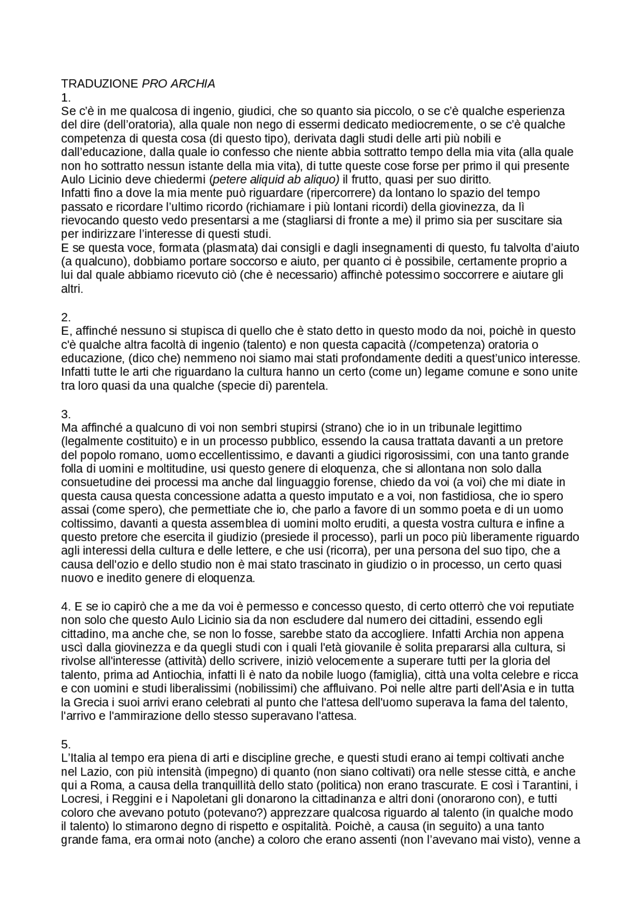 Traduzione del Pro Archia di Cicerone | Prove d'esame di Letteratura ...