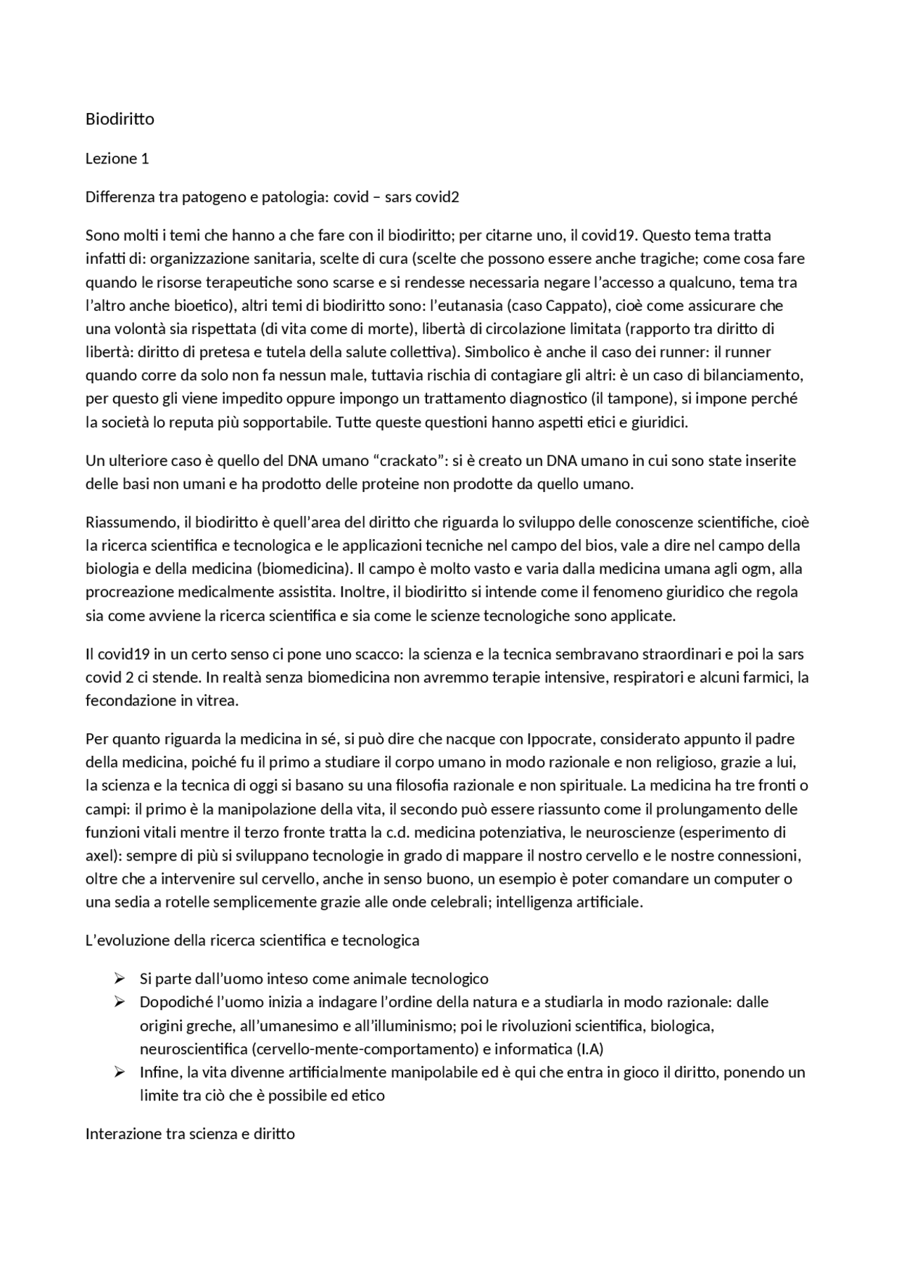 Intero Esame Di Biodiritto Docsity