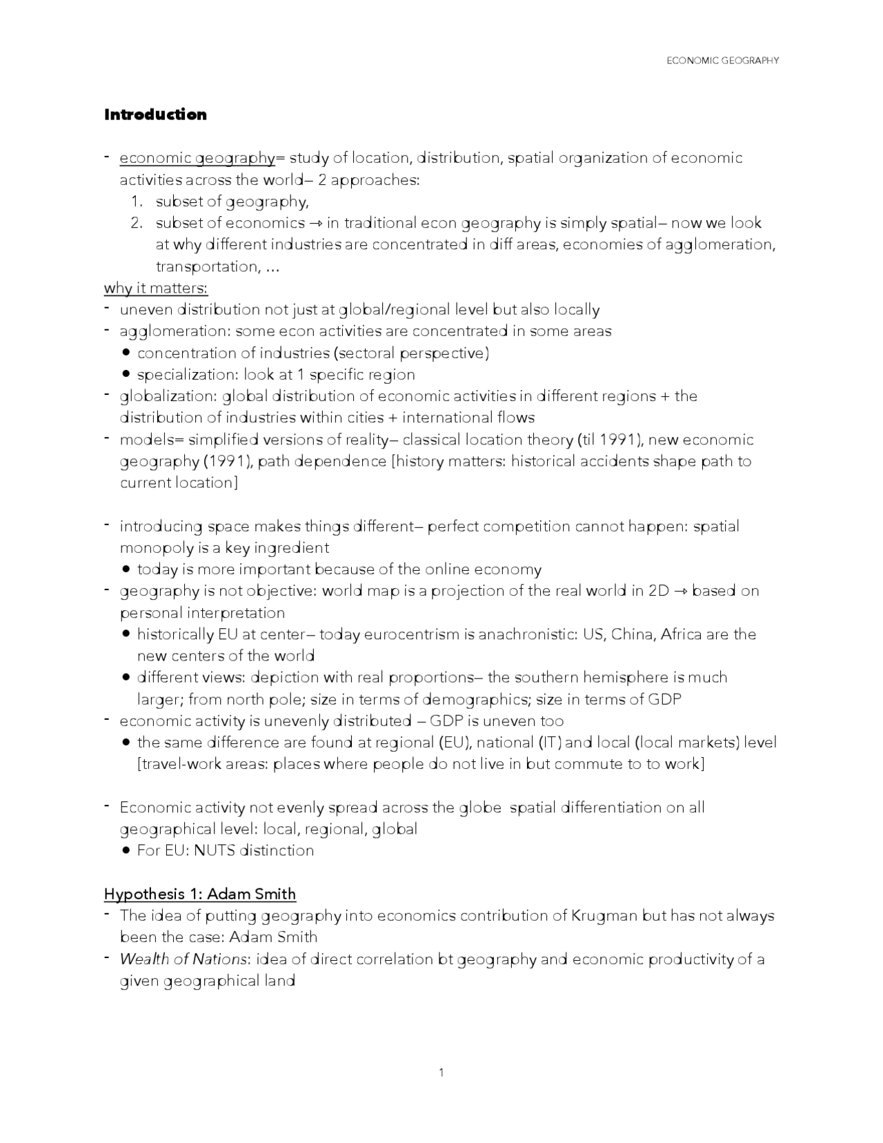 Economic Geography Irga 3rd Year Prof Maggioni Class Notes Docsity