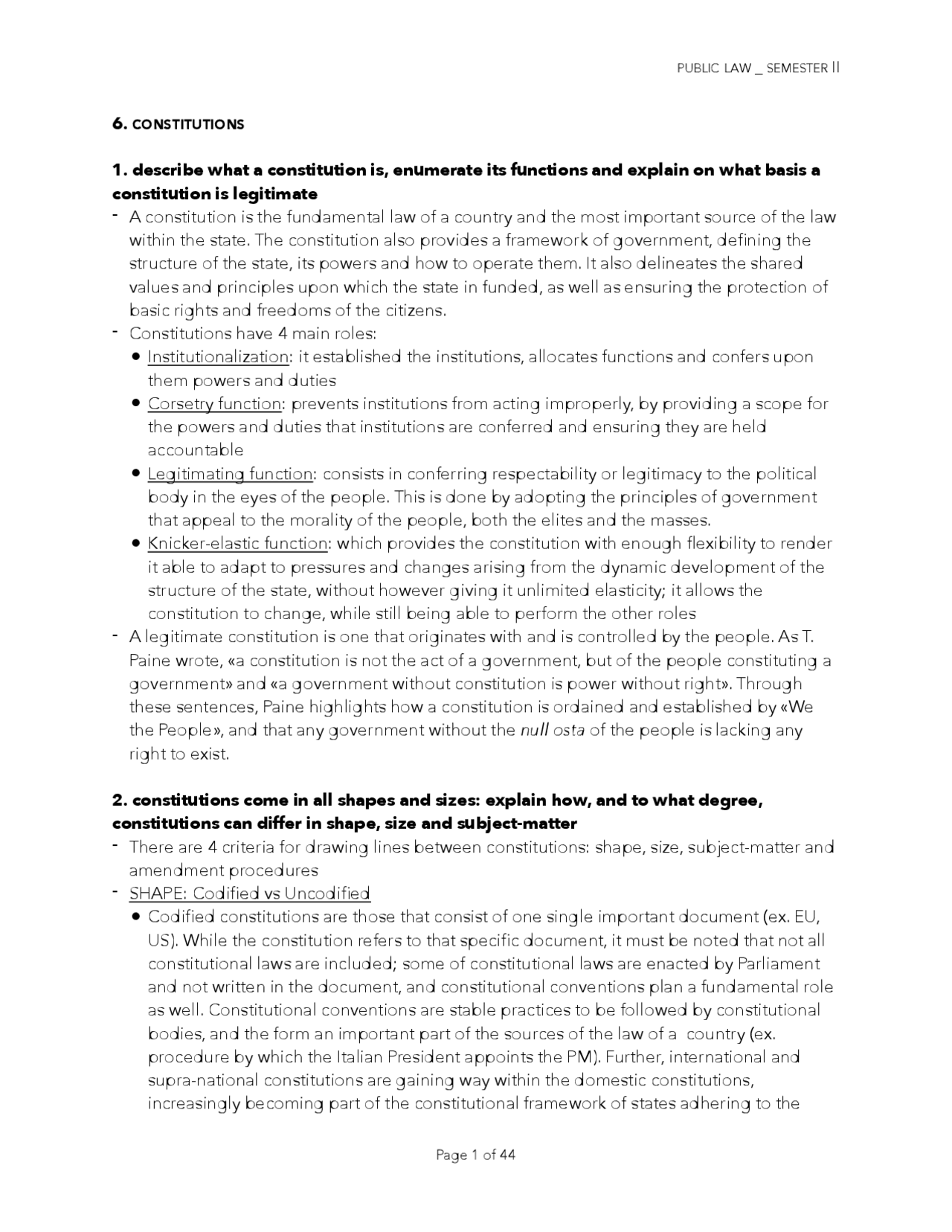 Public Law Irga 2° Semester List Of Questions For Final Exam Docsity