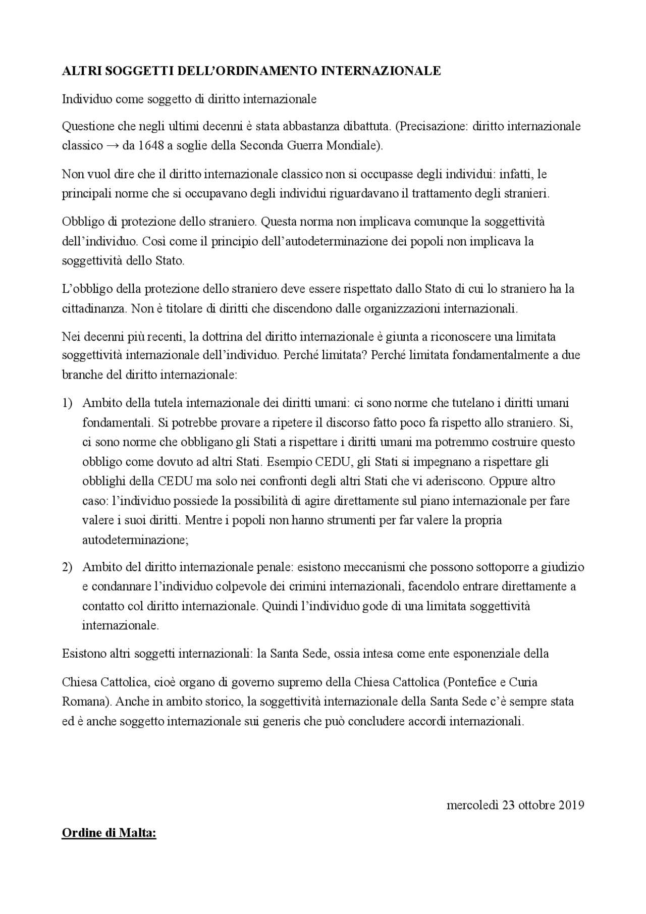 Appunti Diritto Internazionale Docsity