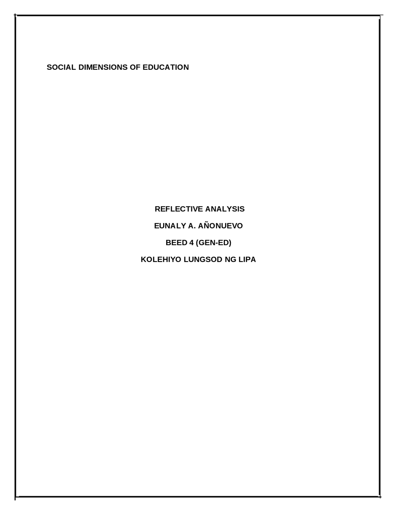 Soc Dimensions Of Education Docsity