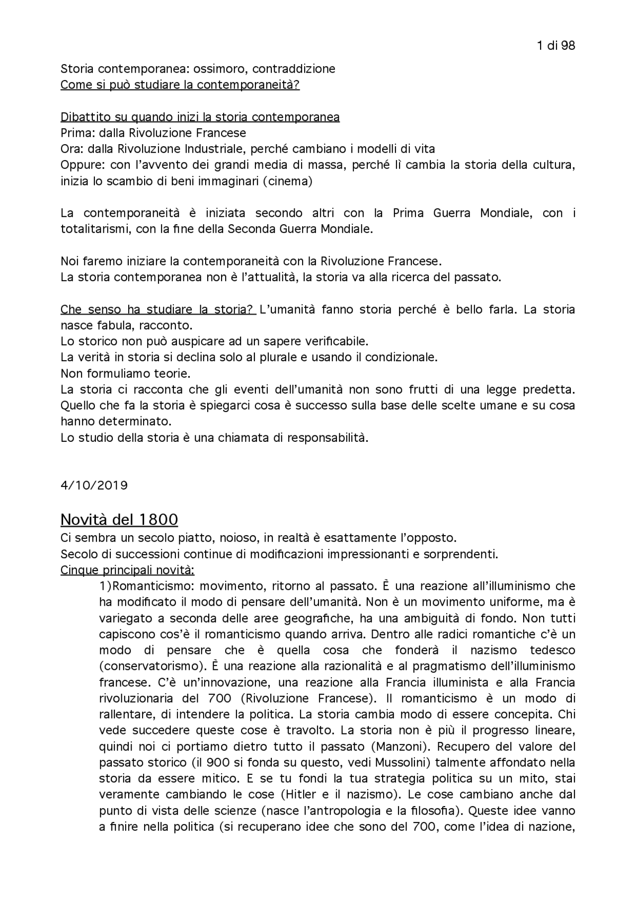 Appunti Intero Anno Storia Contemporanea Docsity