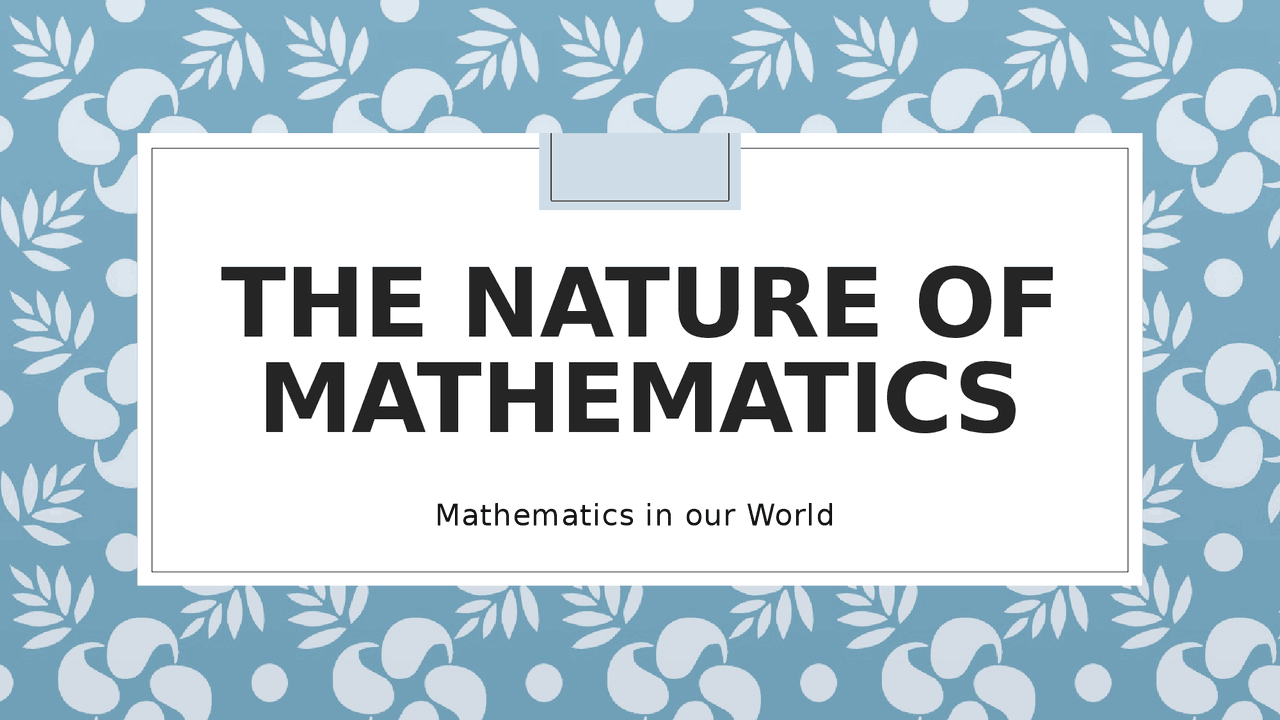 Mathematics In The Modern World Docsity