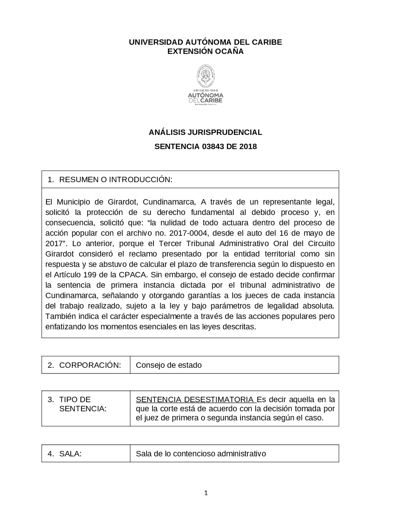 Analisis De Una Sentencia Docsity