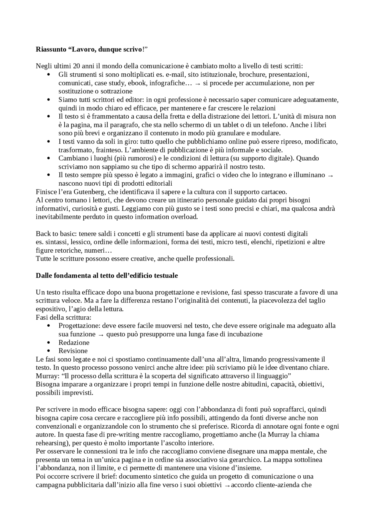 Lavoro Dunque Scrivo Carrada Docsity
