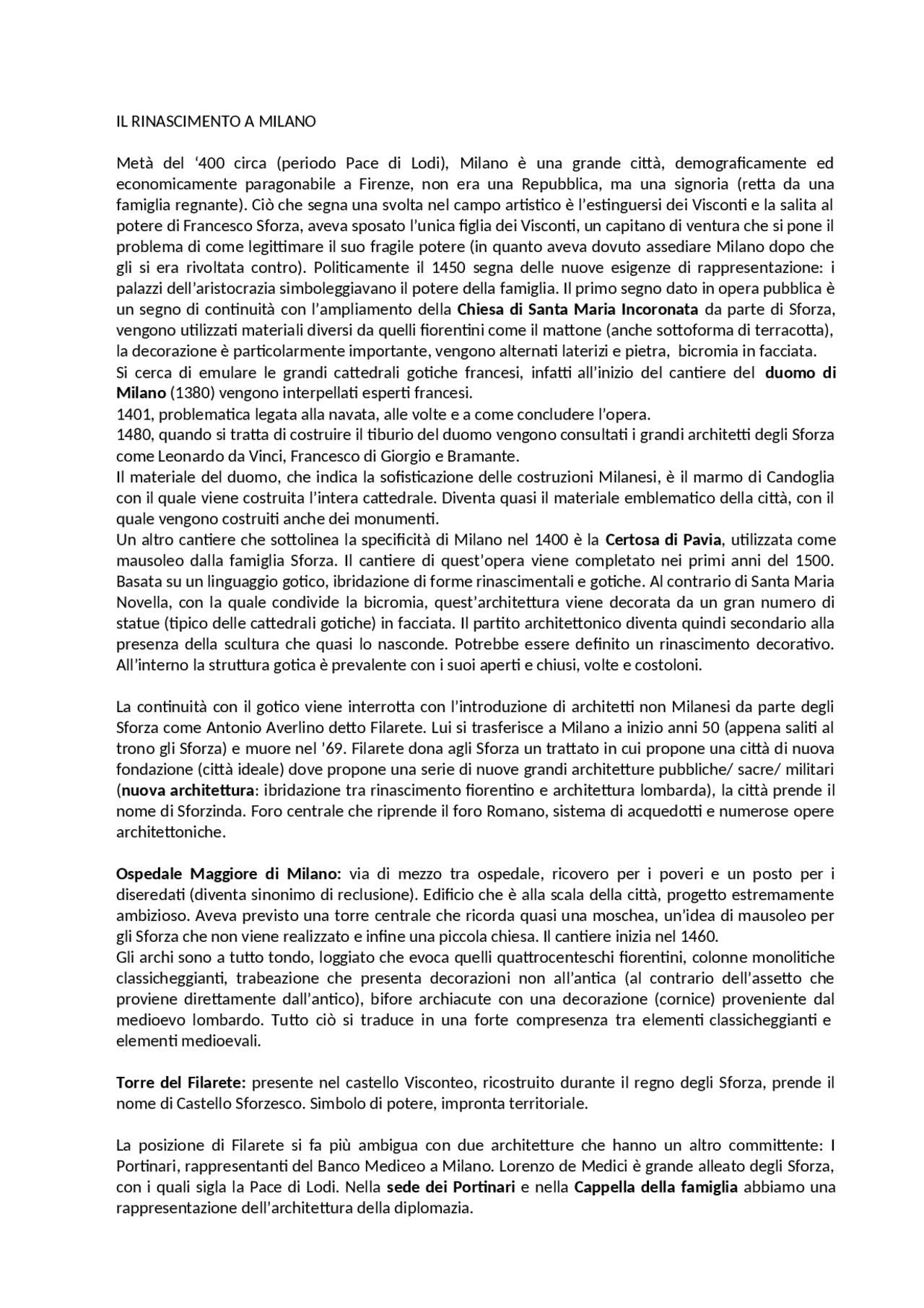 Rinascimento A Milano Docsity