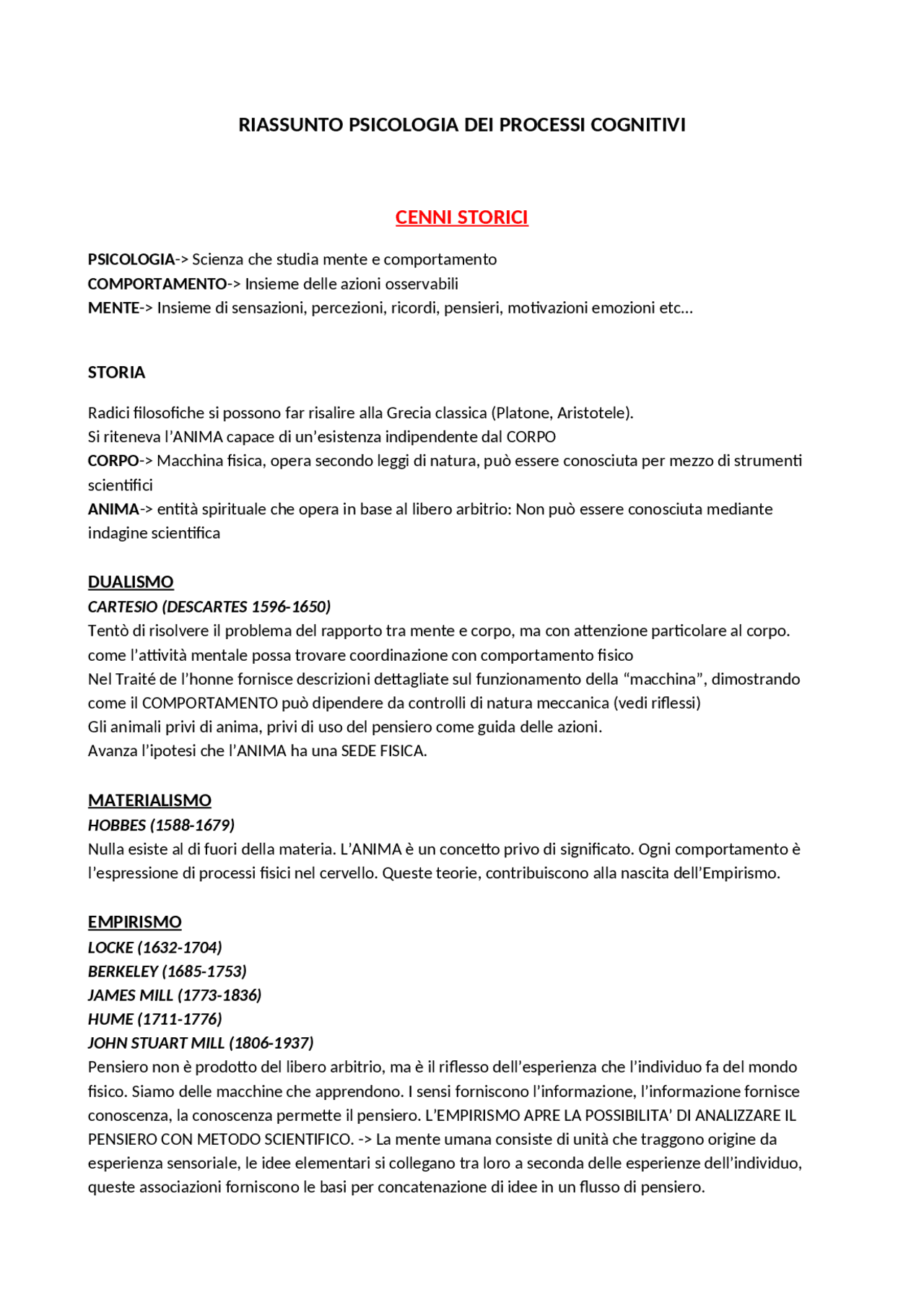 LEZIONI PSICOLOGIA DEI PROCESSI COGNITIVI SAPIENZA - Docsity