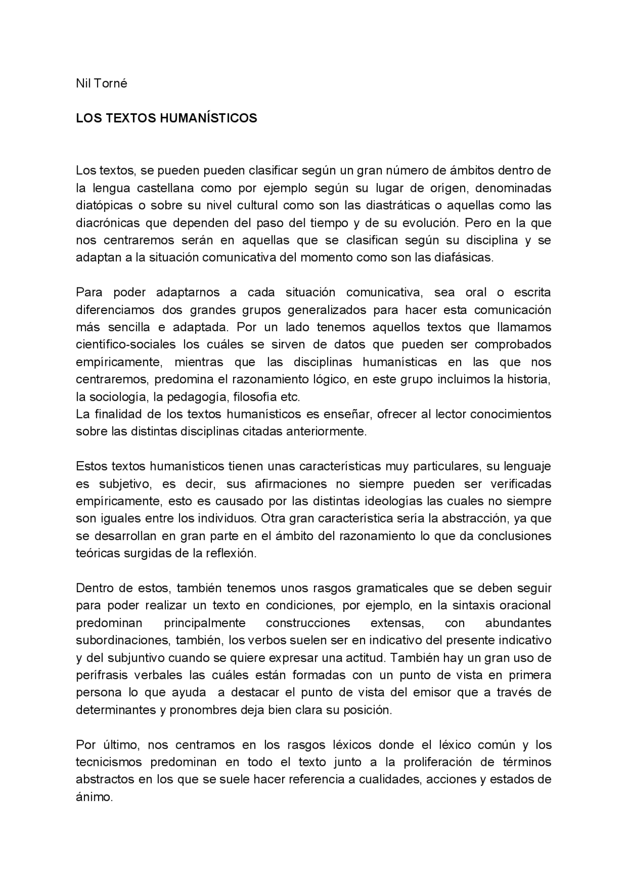 Textos humanisticos para Selectividad apuntes | Apuntes de Lengua y ...