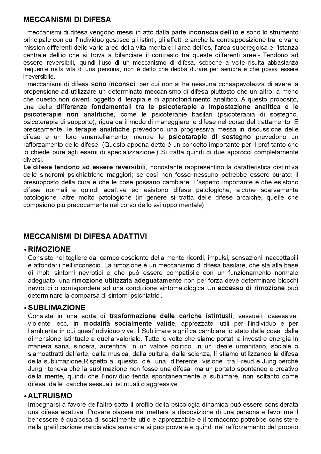 Meccanismi Di Difesa Docsity