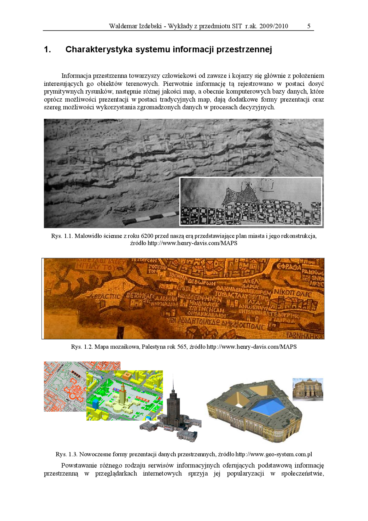 Charakterystyka systemu informacji przestrzennej | Opracowania Geodesia e Cartografia | Docsity