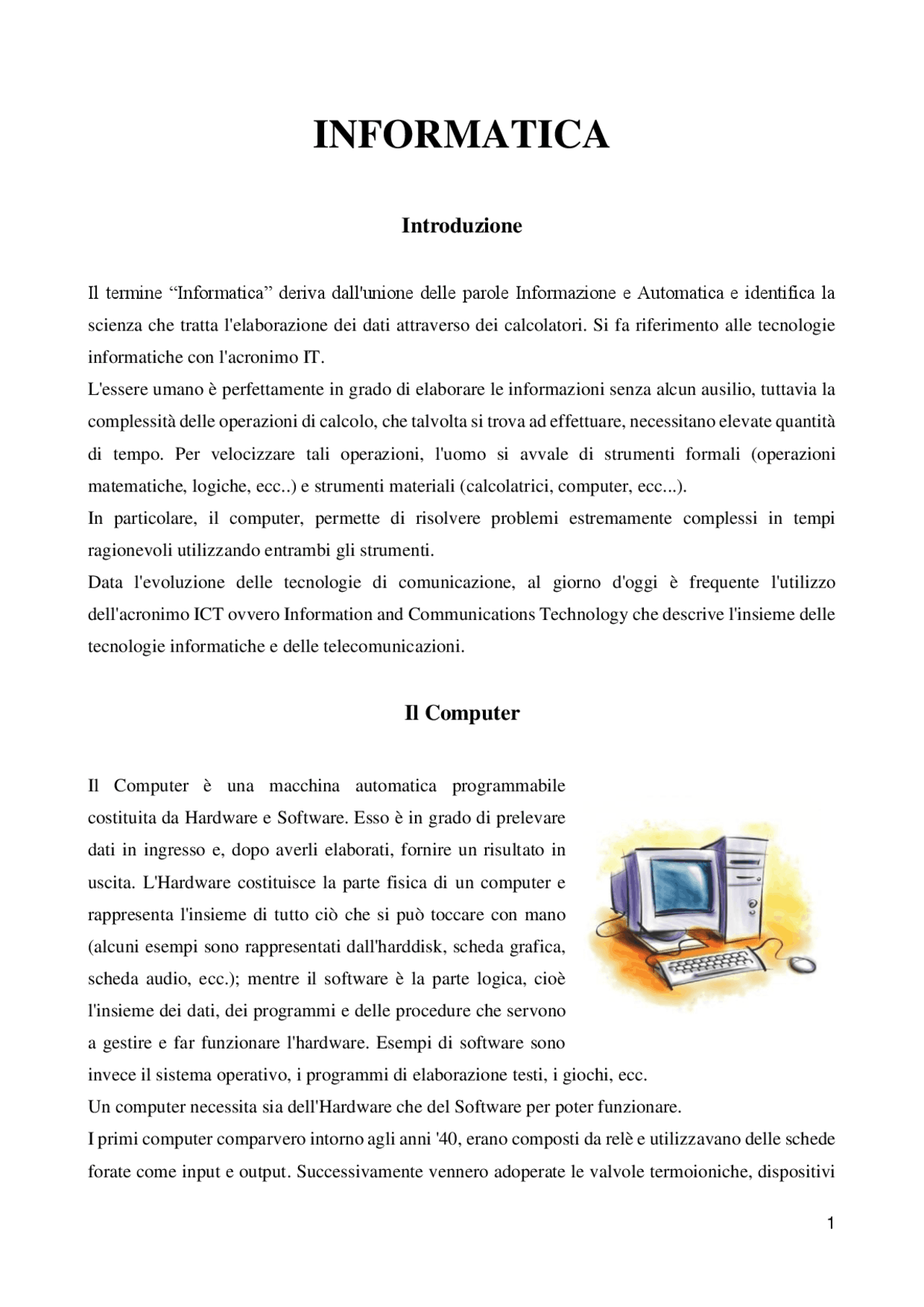 Informatica Di Base 1 Docsity